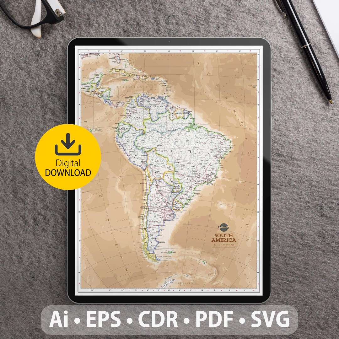 South America Vector Map. Svg, Ai, Eps, Cdr and Pdf Files Included ...