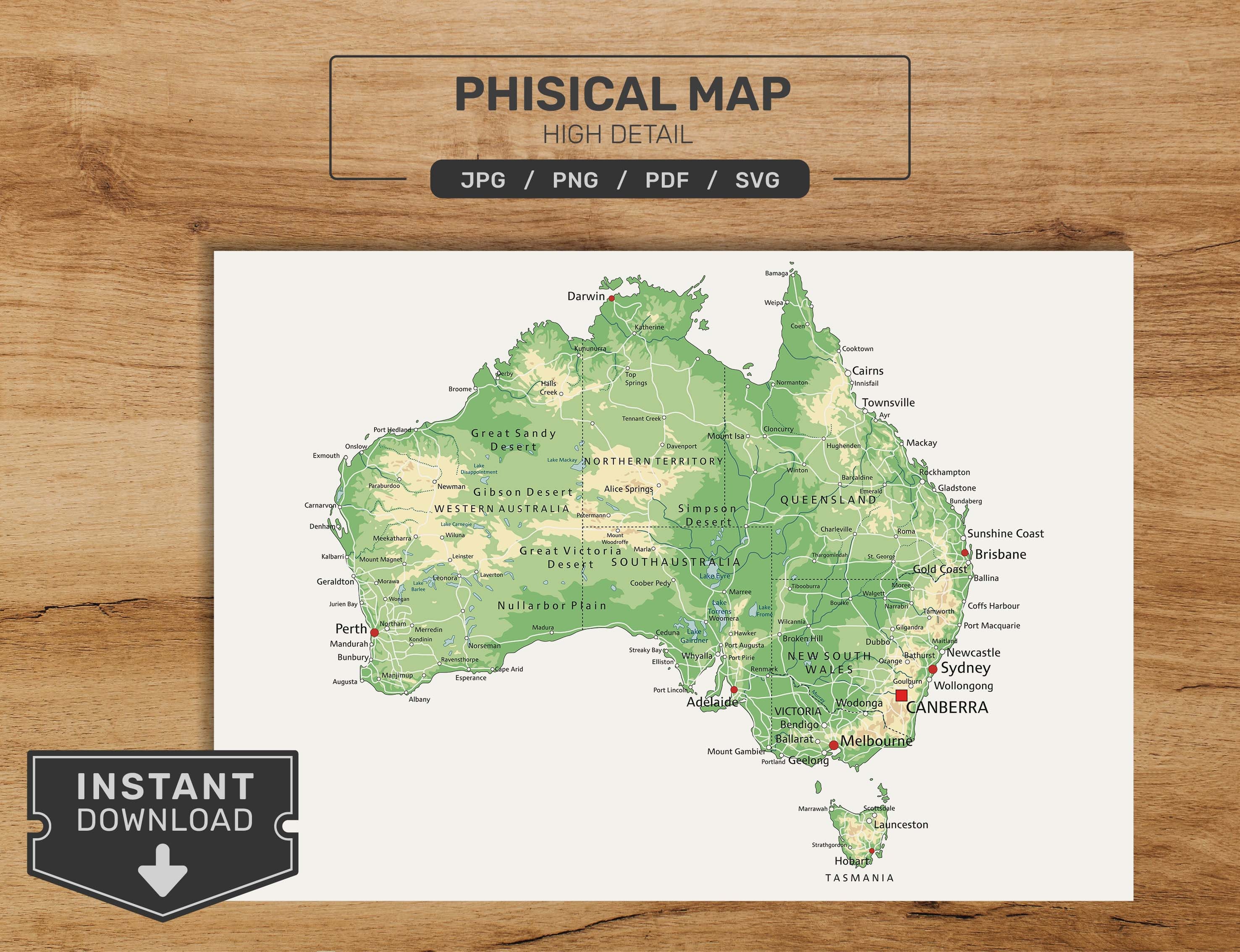Australia Map Bundle. Printable Australia Map Set. Political, Physical ...