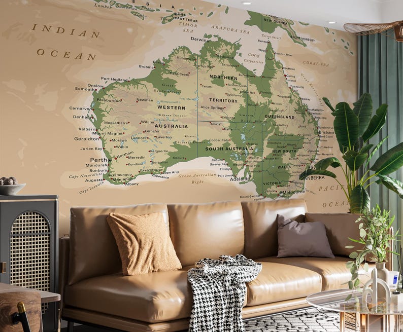Detailed Physical Map of Australia. Vector Australia Map. Educational ...