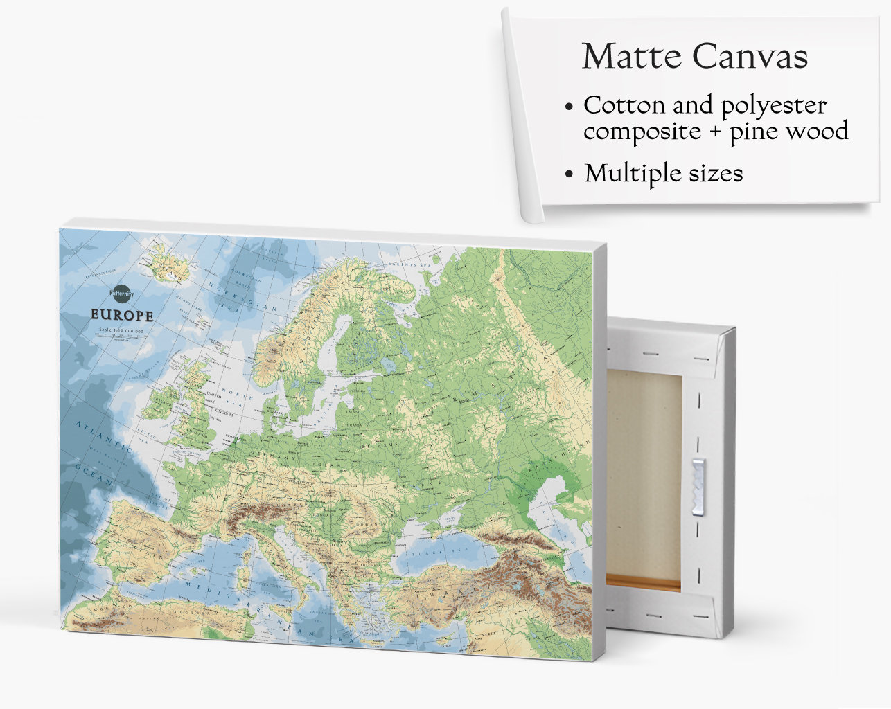 Terrain Map of Europe Europe Map Poster Giclee Print European Continent ...