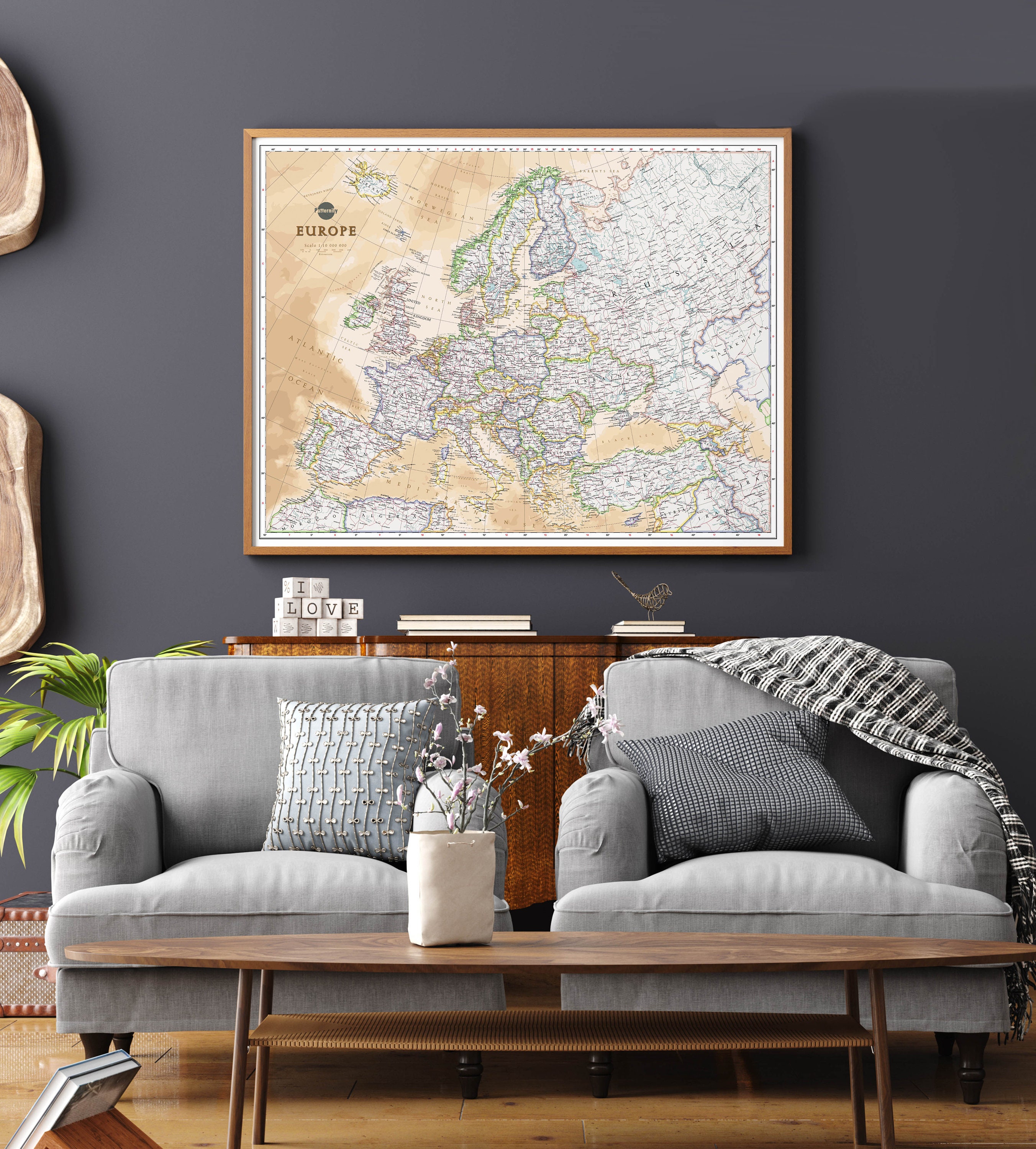 Europe Map Print Europe Map Wall Art PRINTABLE Europe Map Print Digital ...