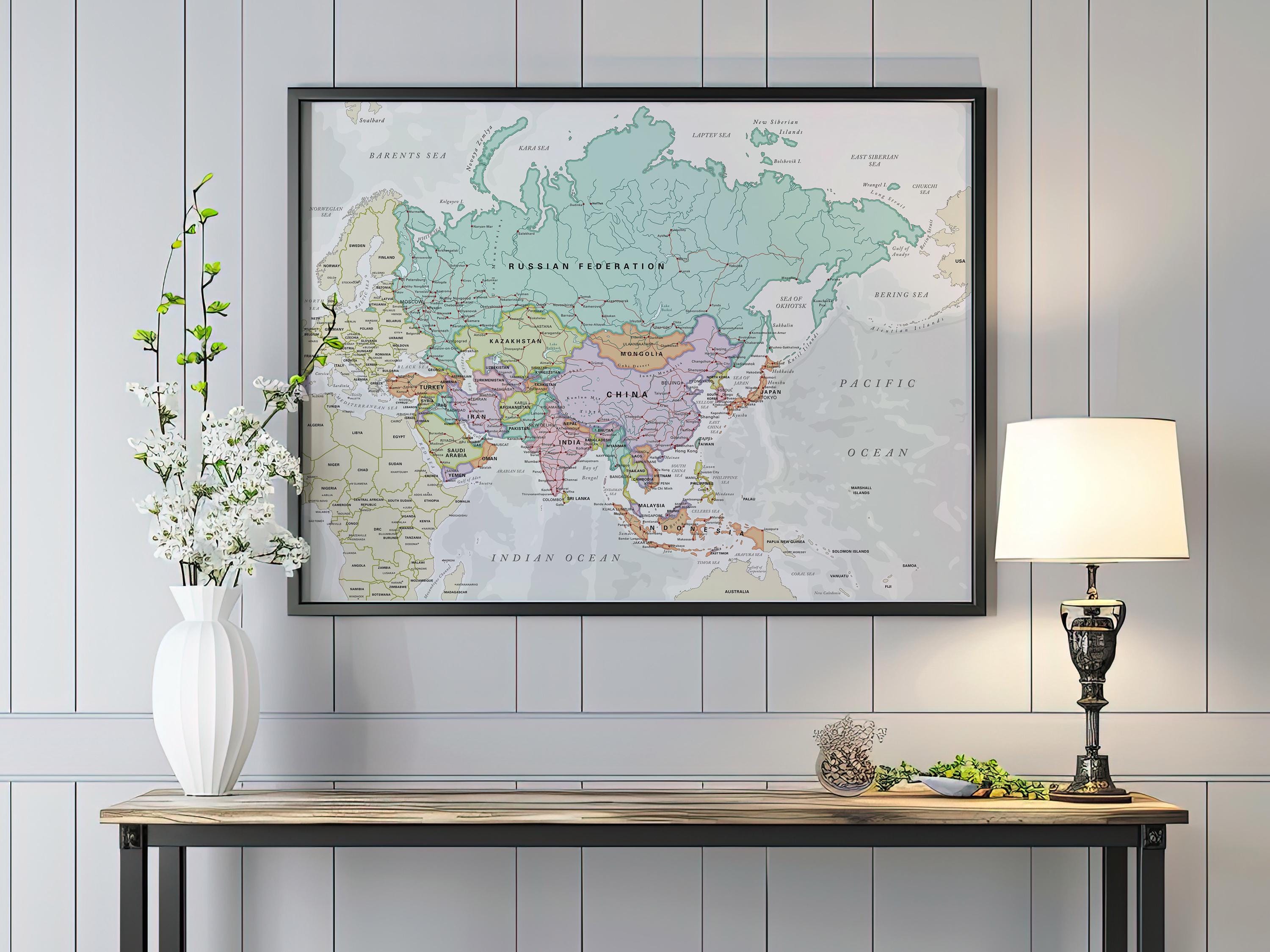 Political Map of Asia. Large Printable Asia Map Poster Full Color With ...