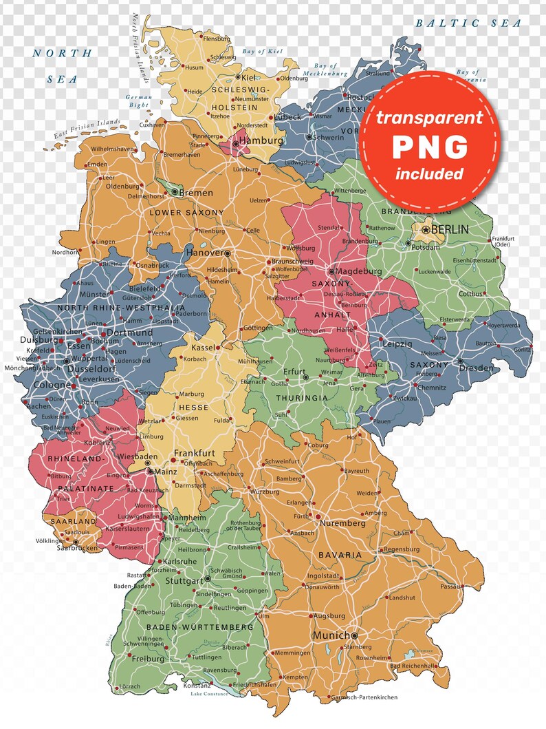 Political Map of Germany. Large Detailed Germany Map Poster With Cities ...