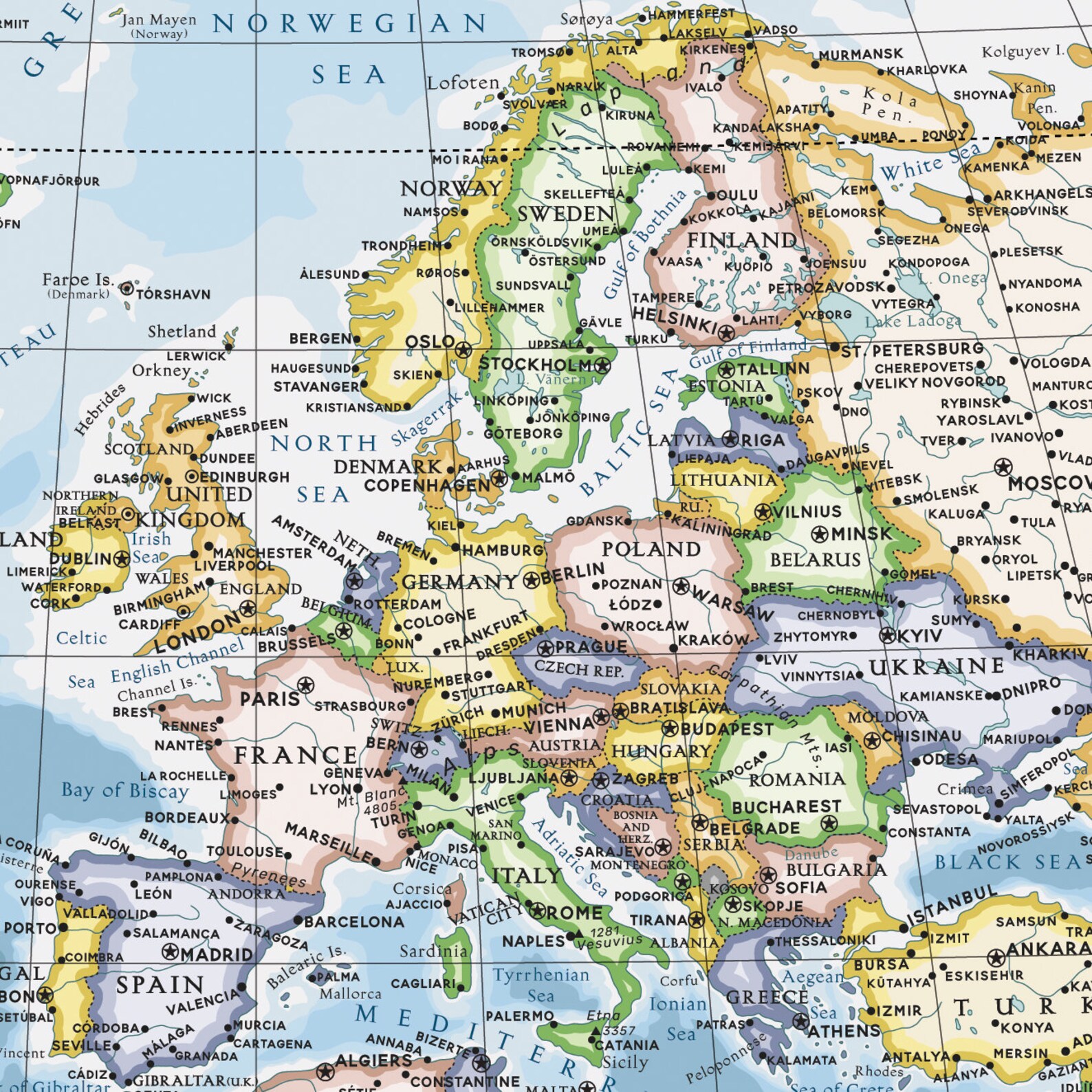 World Map Print Map of the World Wall Art PRINTABLE Detailed World Map ...