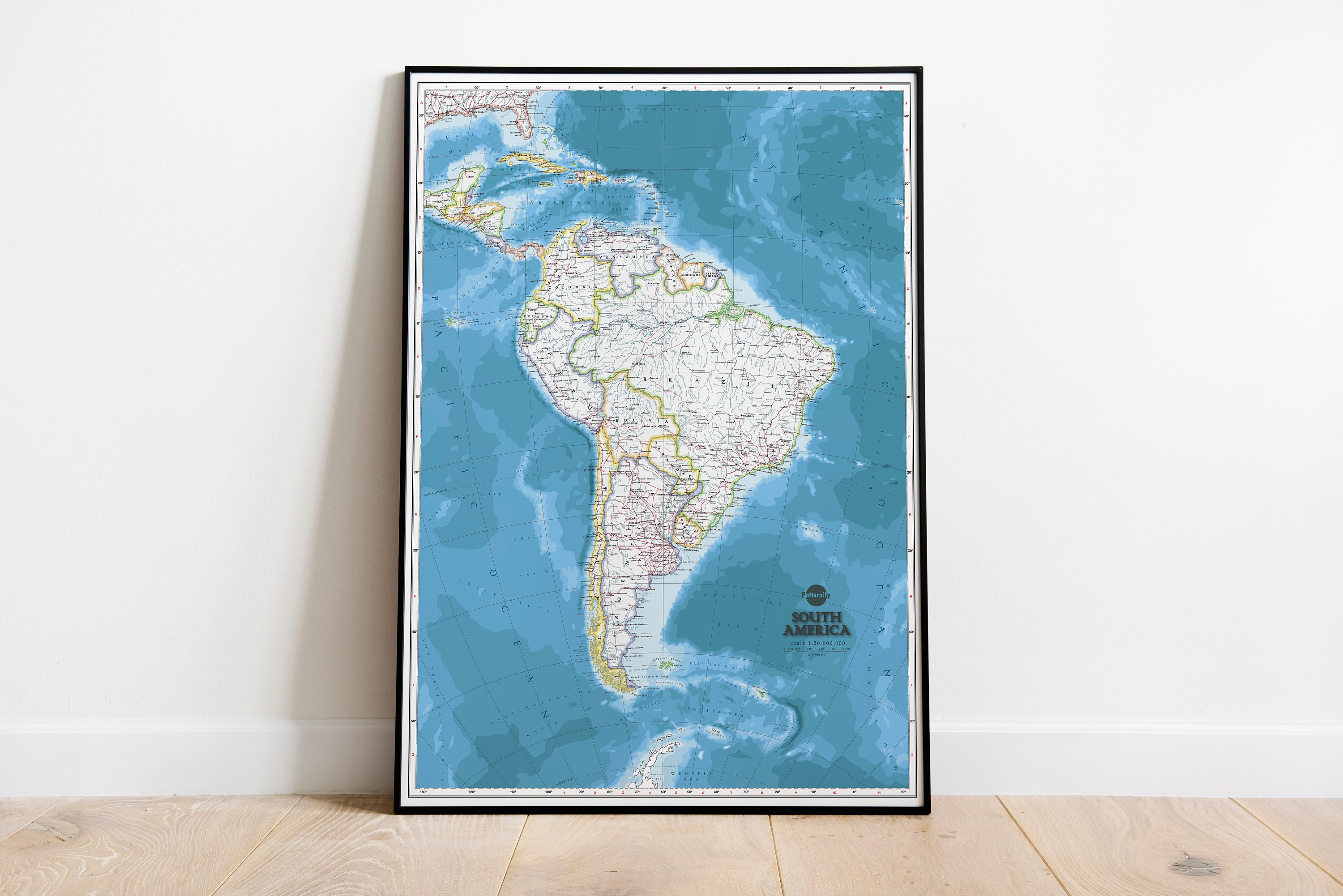 Administrative Map of South America South America Map Poster Giclee ...