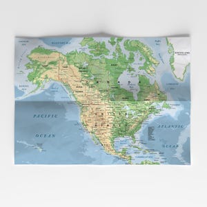 Detailed North America Terrain Map. Digital Americas Map With ...