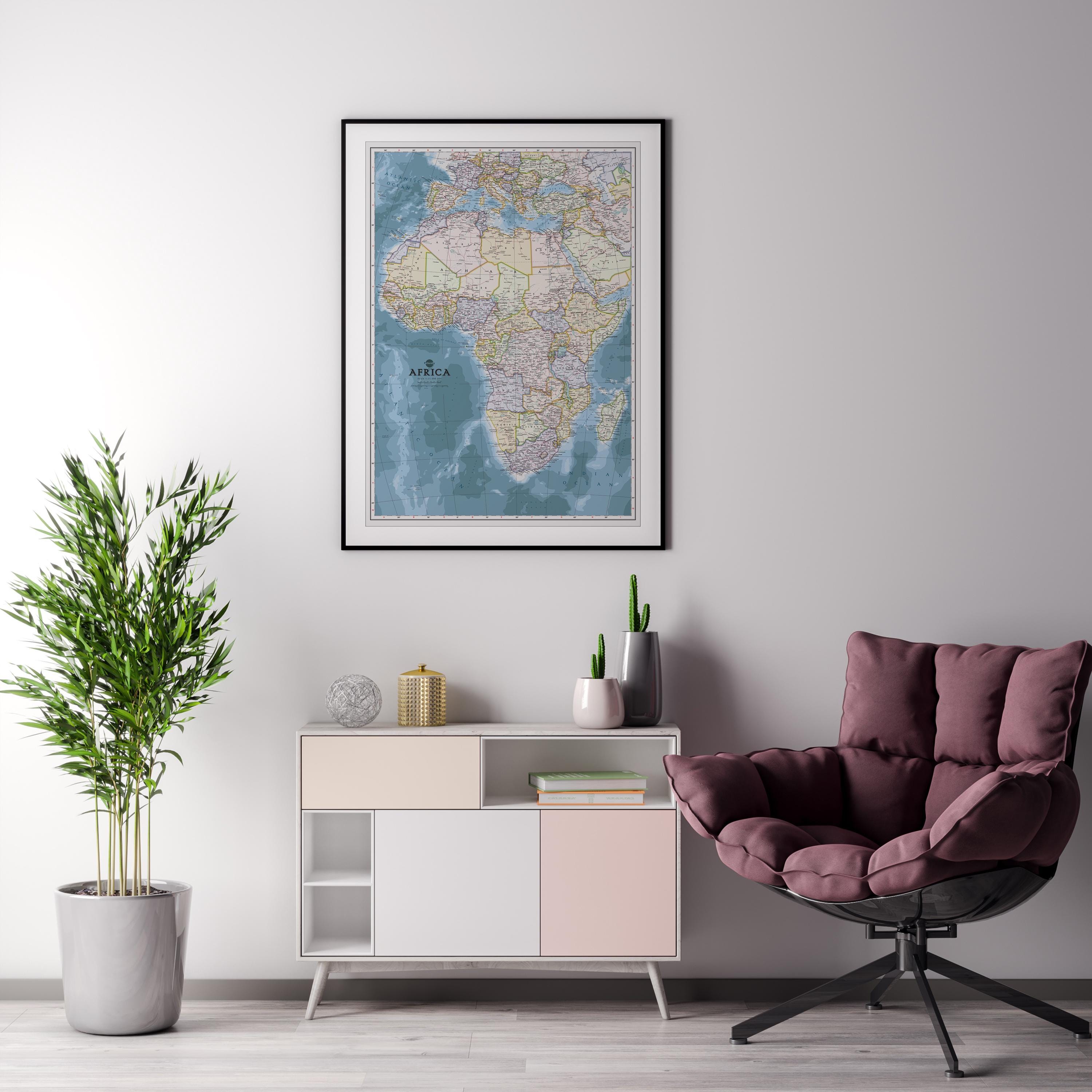 Buy Political Map of Africa. Africa Wall Map Poster Giclee Print ...