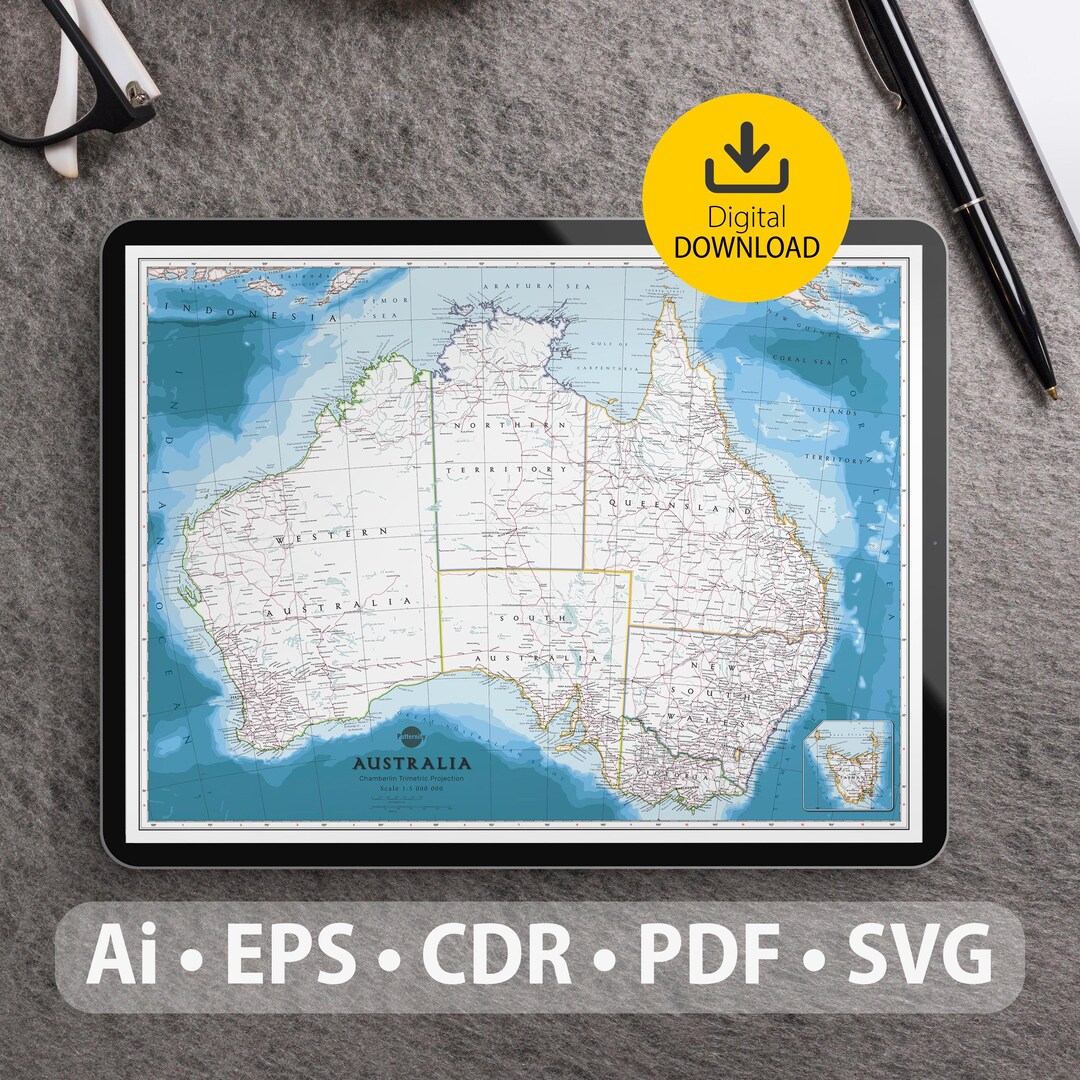 Australia Vector Map. Svg, Ai, Eps, Cdr and Pdf Files Included ...