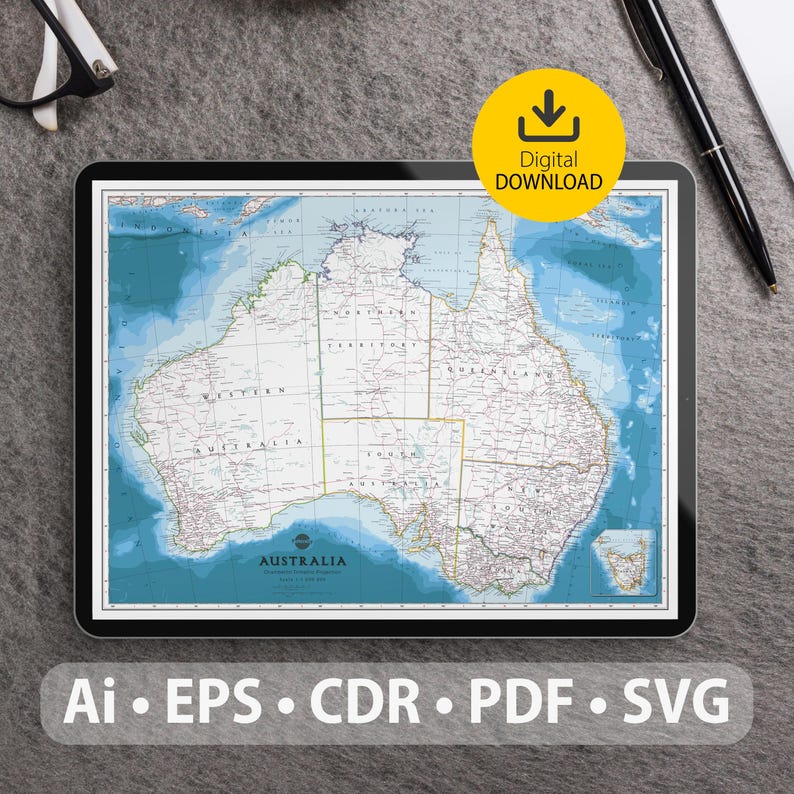 Australia Vector Map. Svg, Ai, Eps, Cdr and Pdf Files Included ...