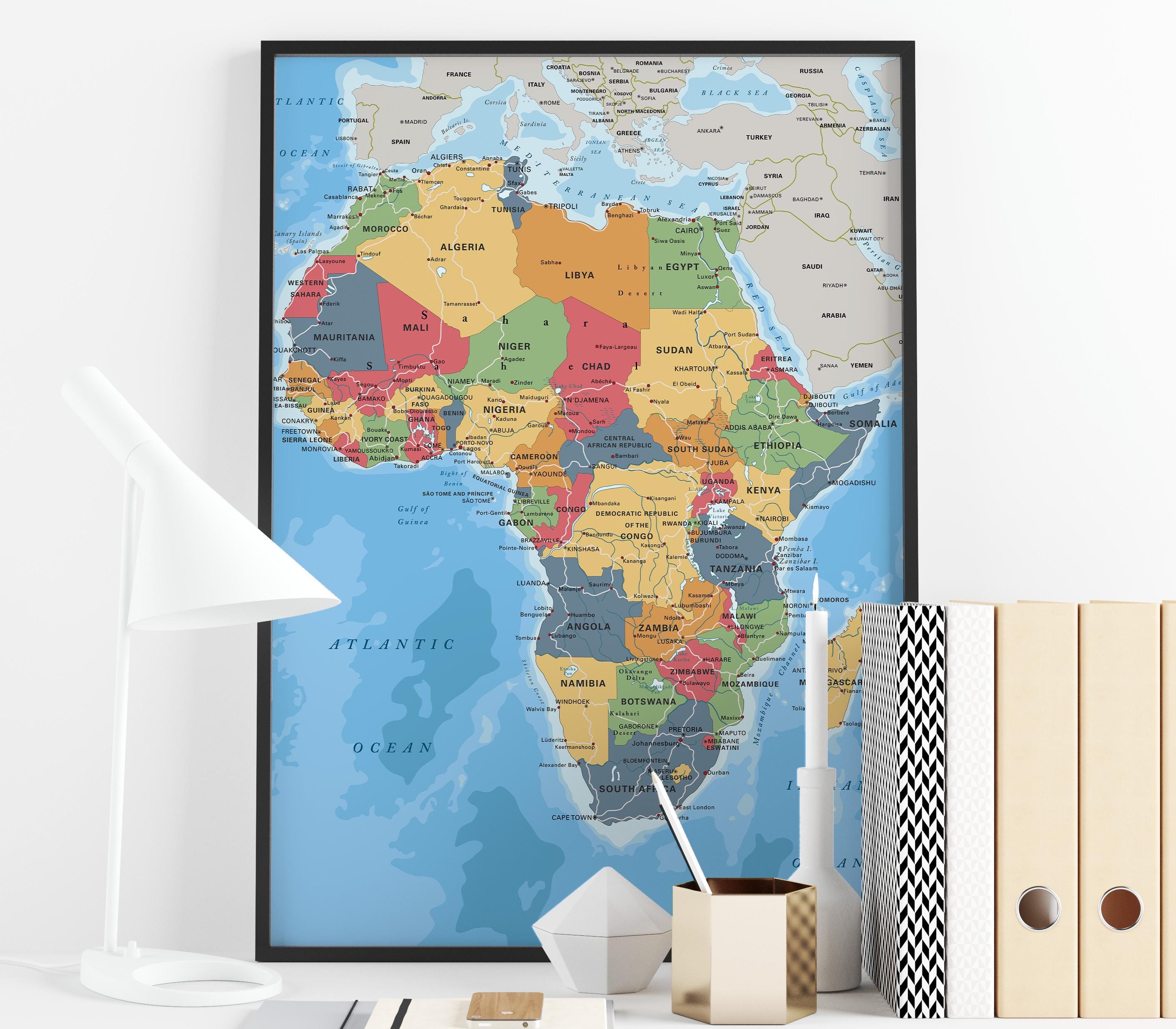 Detailed Political Map of Africa. Large Printable Africa Map Poster ...