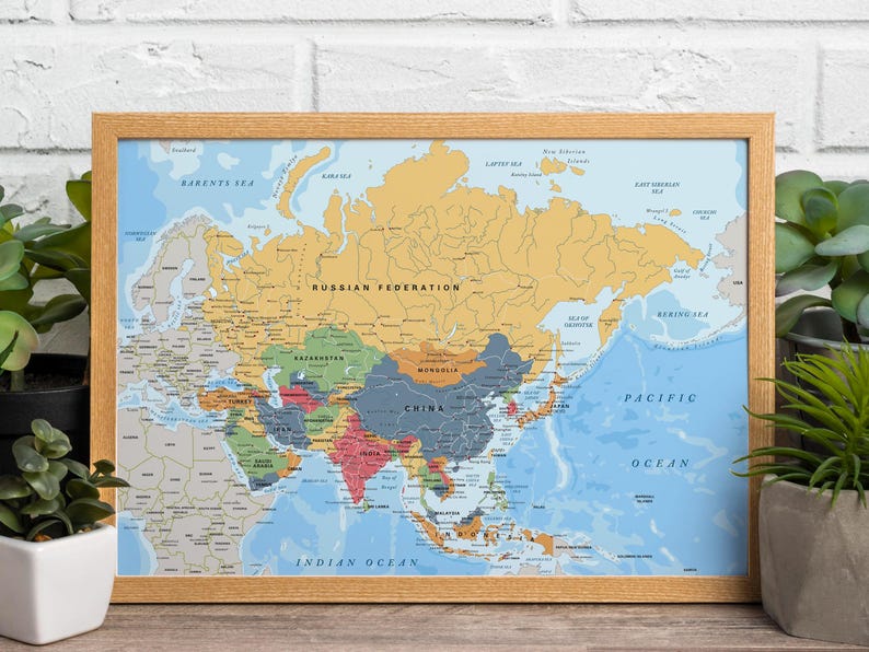 Political Map of Asia. Large Printable Asia Map Poster Full Color With ...