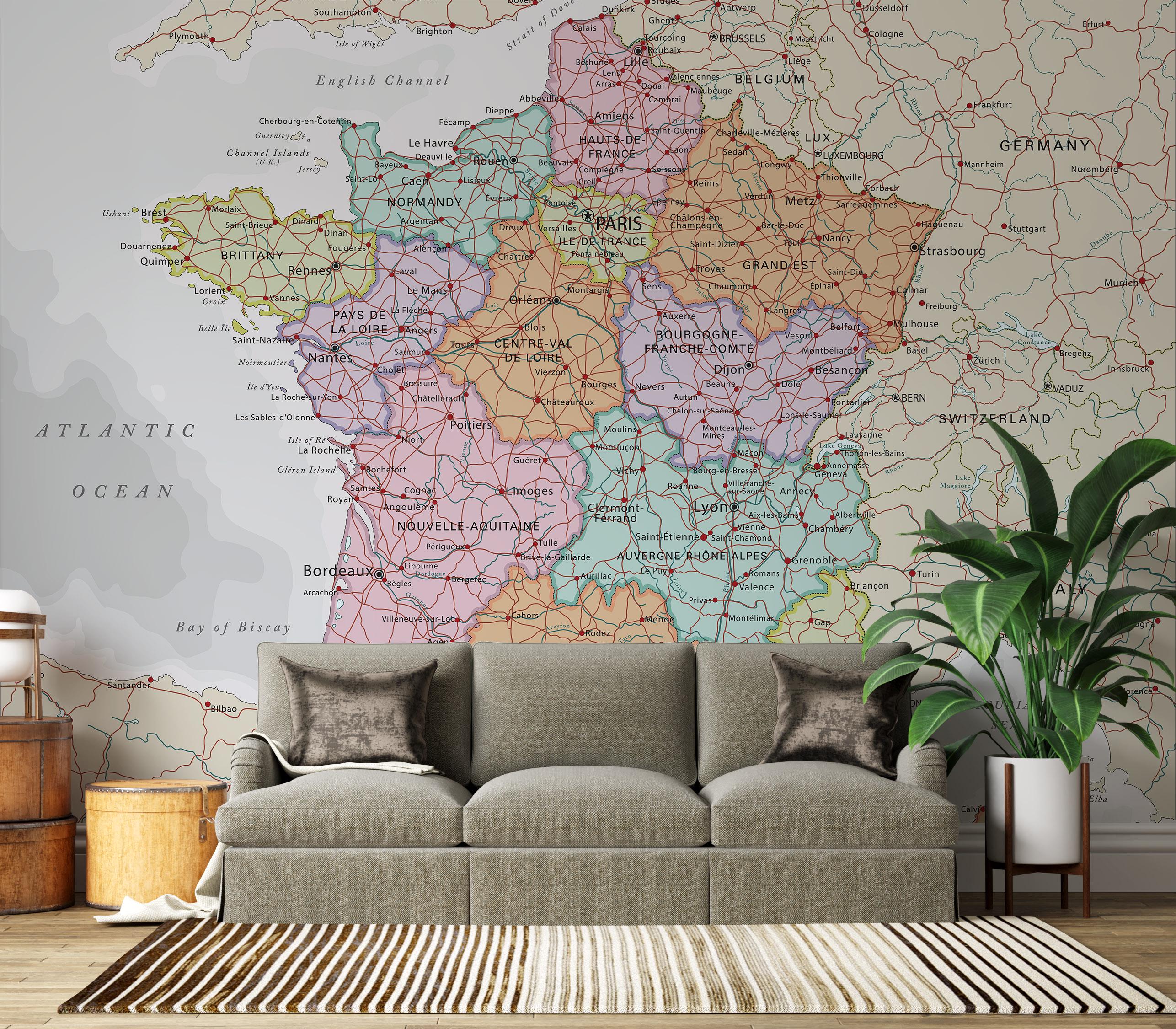 Political Map of France. Large Detailed French Map Poster With Cities ...