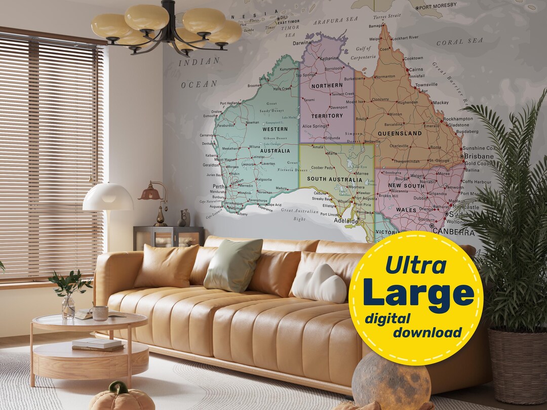 Political Map of Australia. Large Printable Australia Map Poster Full ...
