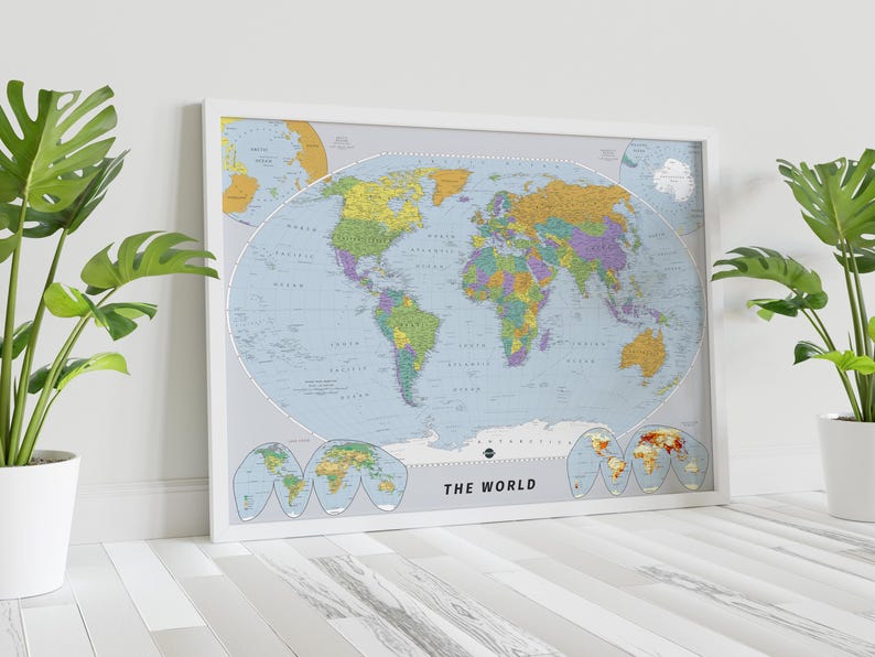 World Map Poster With Countries. Detailed PRINTABLE Political Map of ...