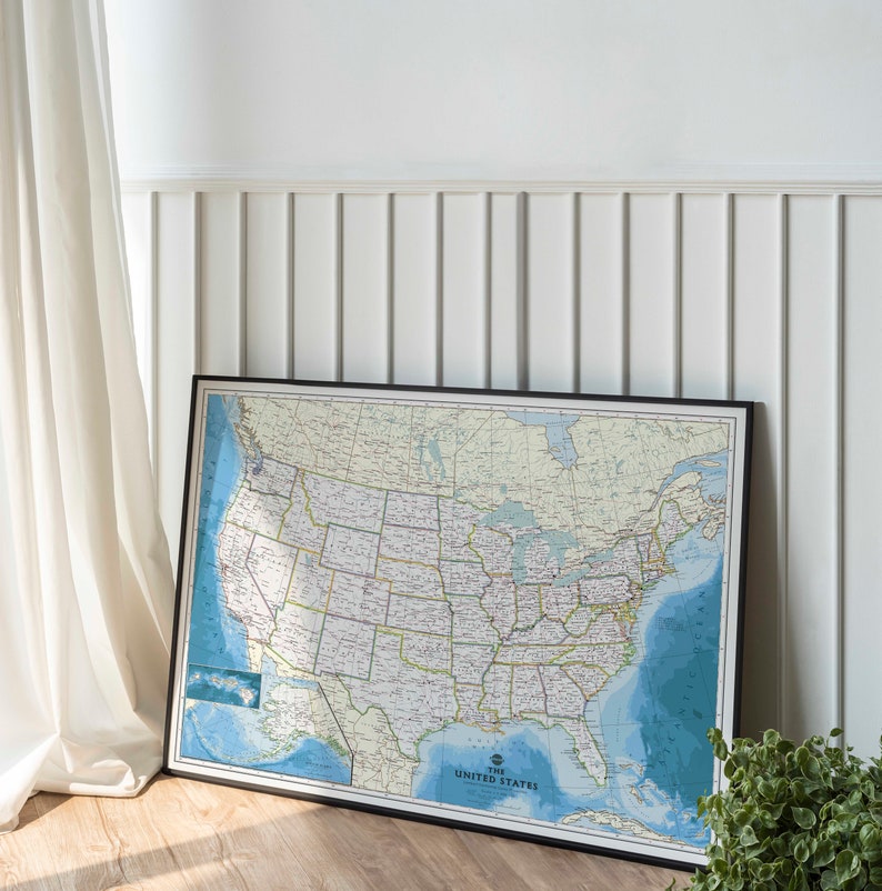 Political Map of the United States USA Wall Map Poster Giclee Print ...