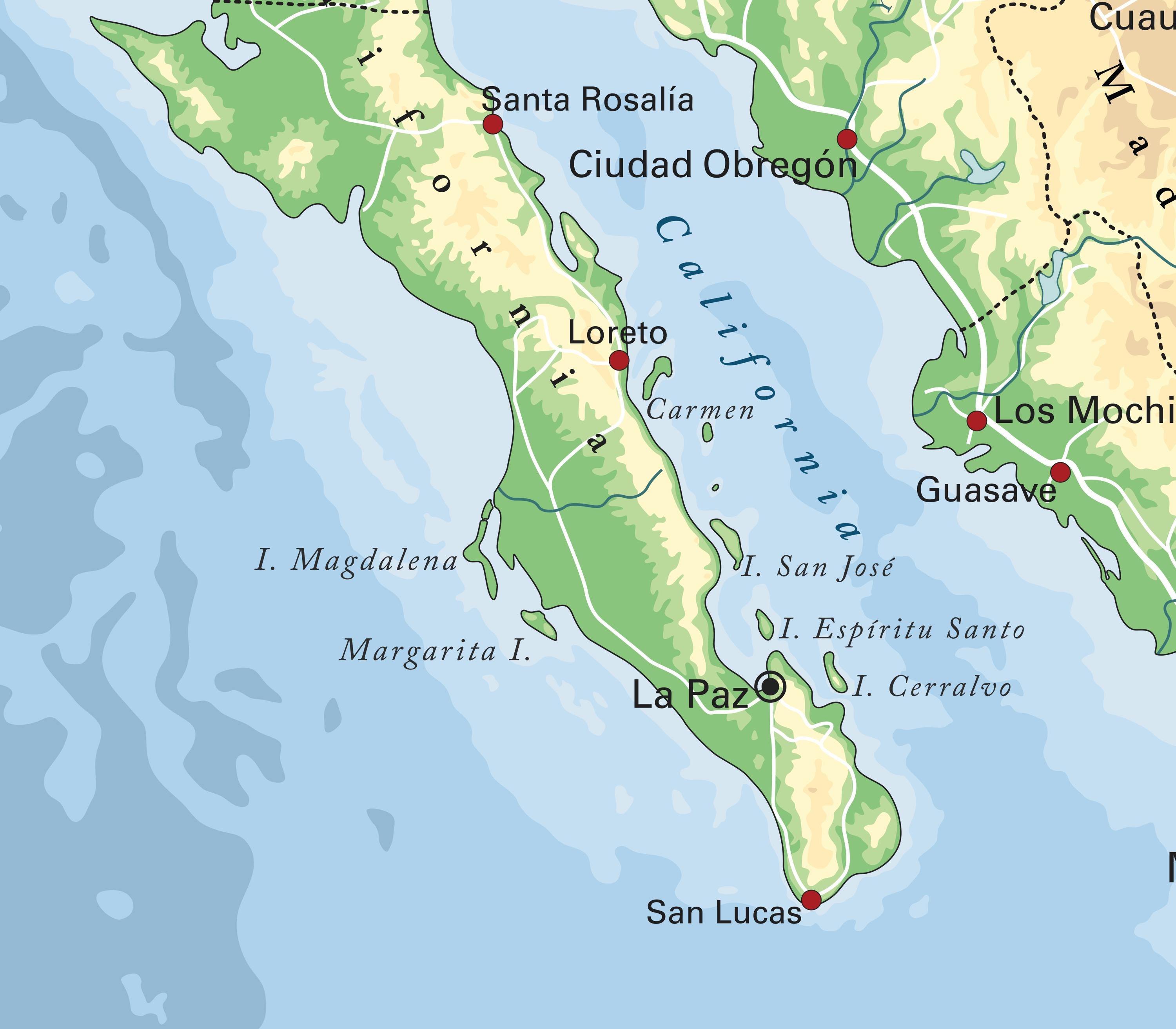 Mexico Detailed Physical Map. Mexican Terrain Vector Map. Educational ...