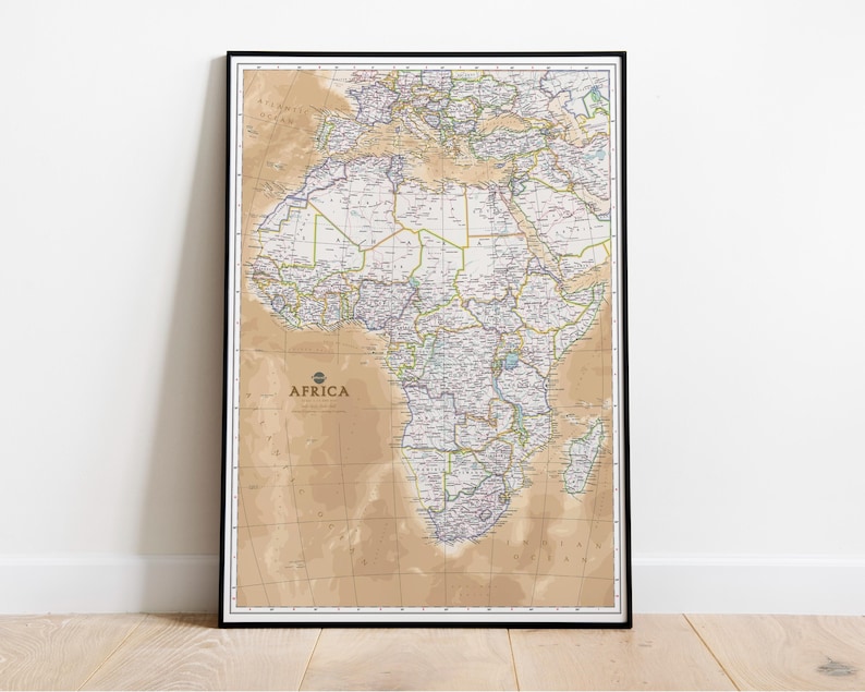 Political Map of Africa. Africa Wall Map Poster Giclee Print. Classic ...