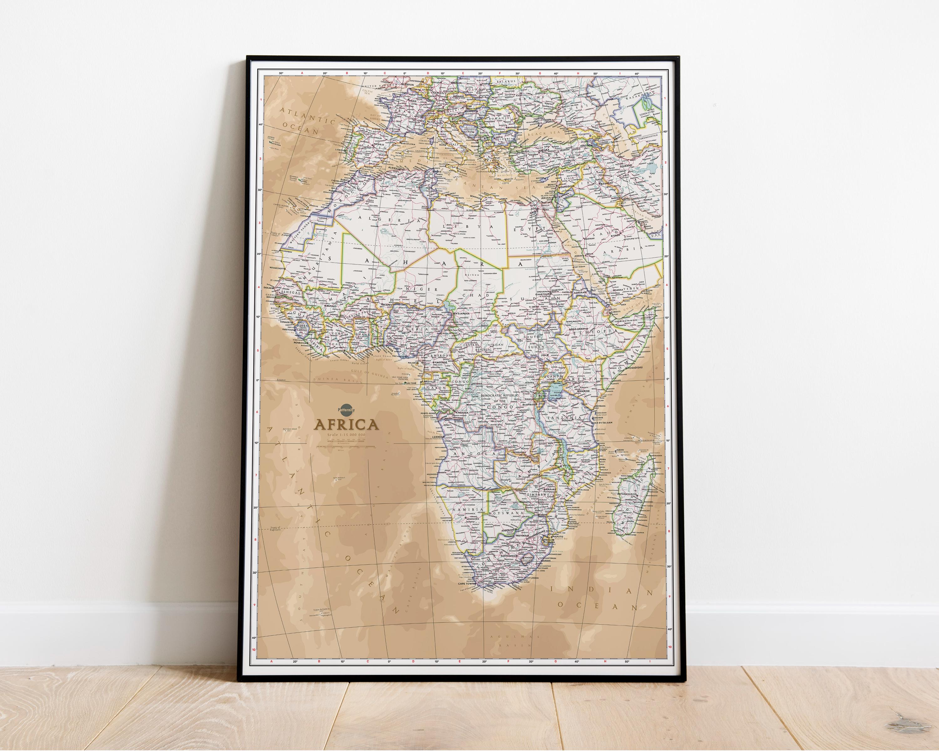 Political Map of Africa. Africa Wall Map Poster Giclee Print. Classic ...