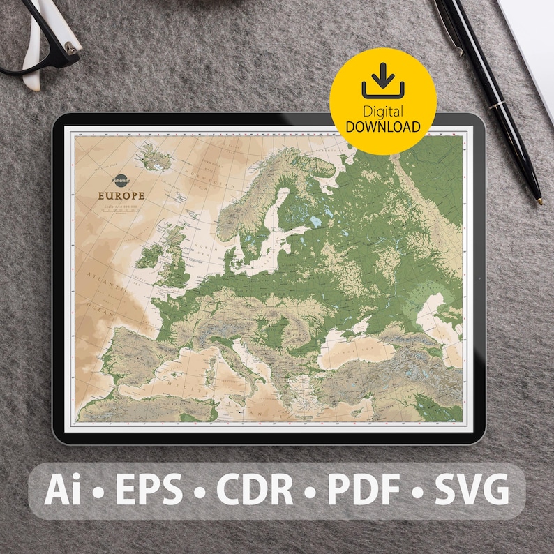 Europe Vector Map. Svg, Ai, Eps, Cdr and Pdf Files Included. Scalable ...