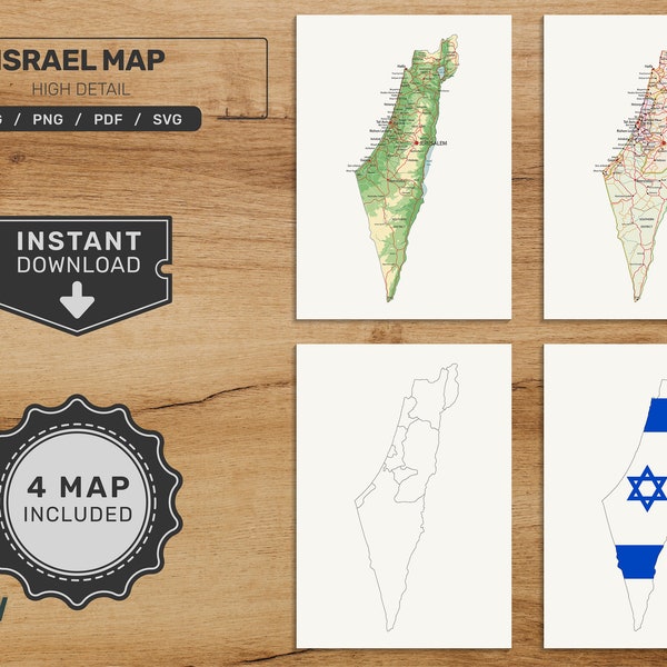 Political Map of Israel - Etsy