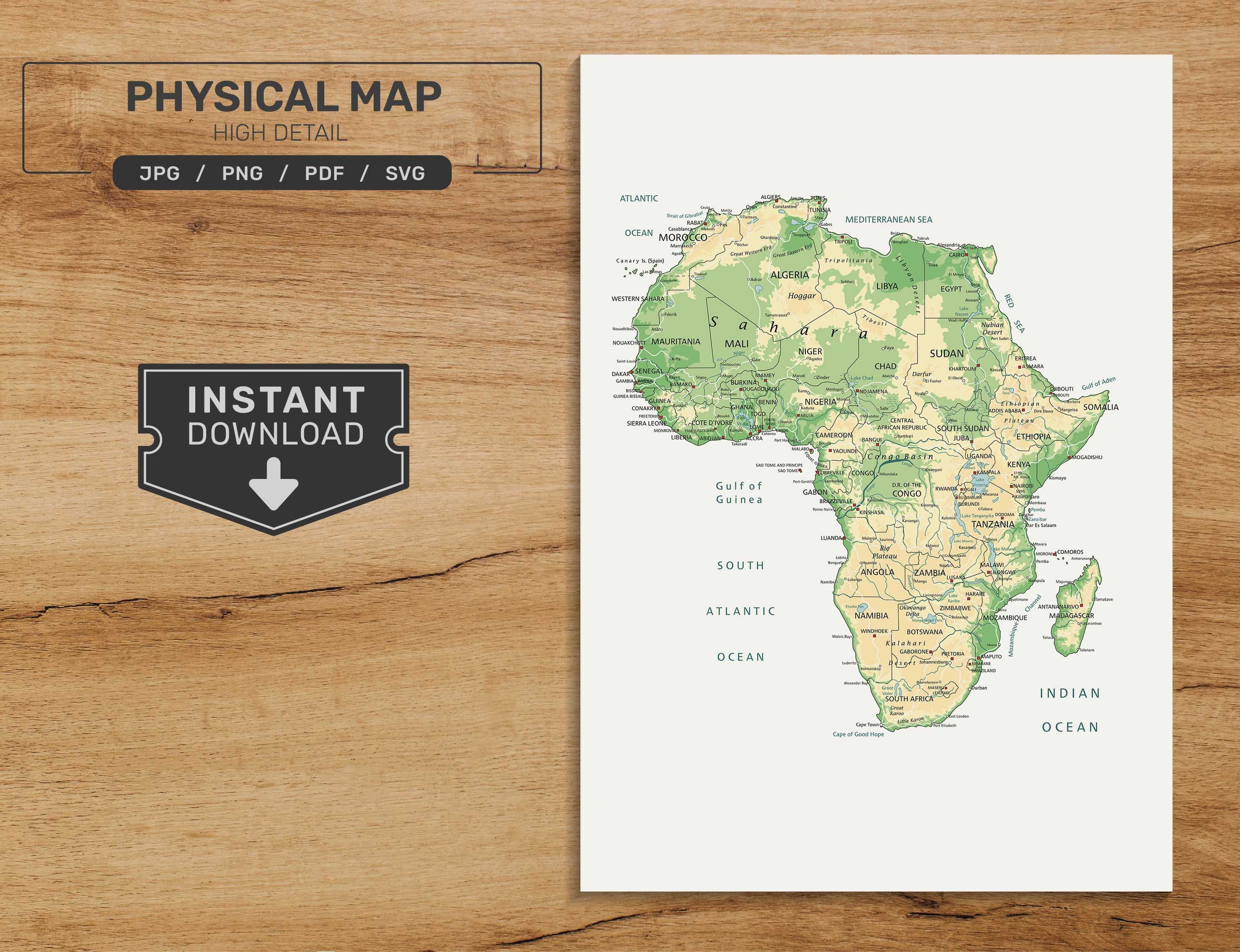 Africa Map Bundle. Printable Africa Map Set. Political, Physical, Blank ...