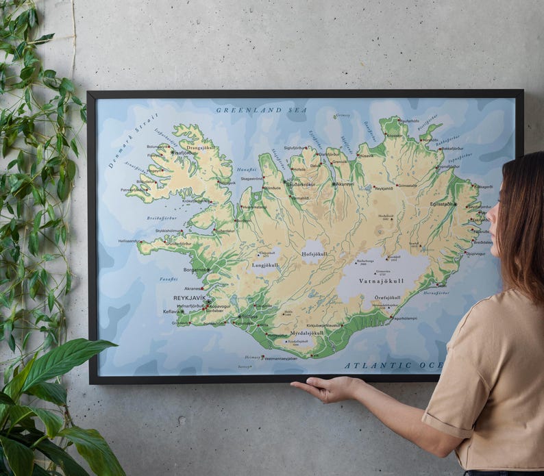 Iceland Detailed Physical Map. Iceland Terrain Vector Map. Educational ...