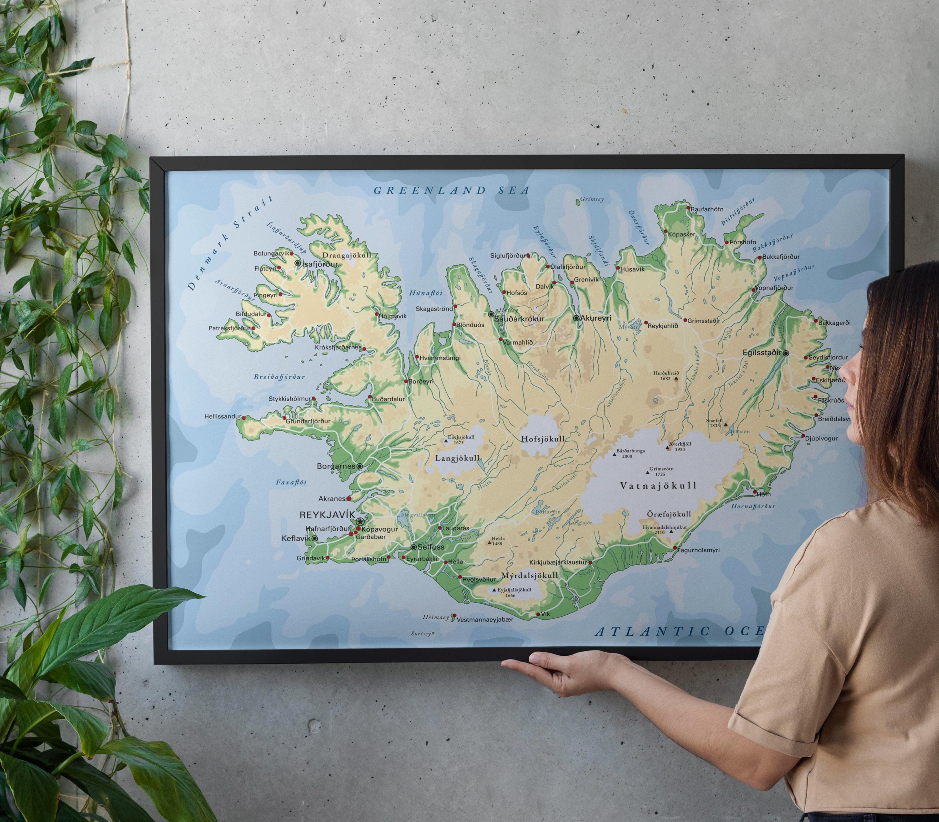 Iceland Detailed Physical Map. Iceland Terrain Vector Map. Educational ...