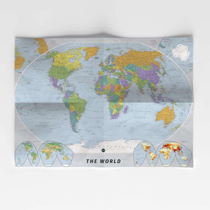 World Map Poster With Countries. Detailed PRINTABLE Political Map of ...