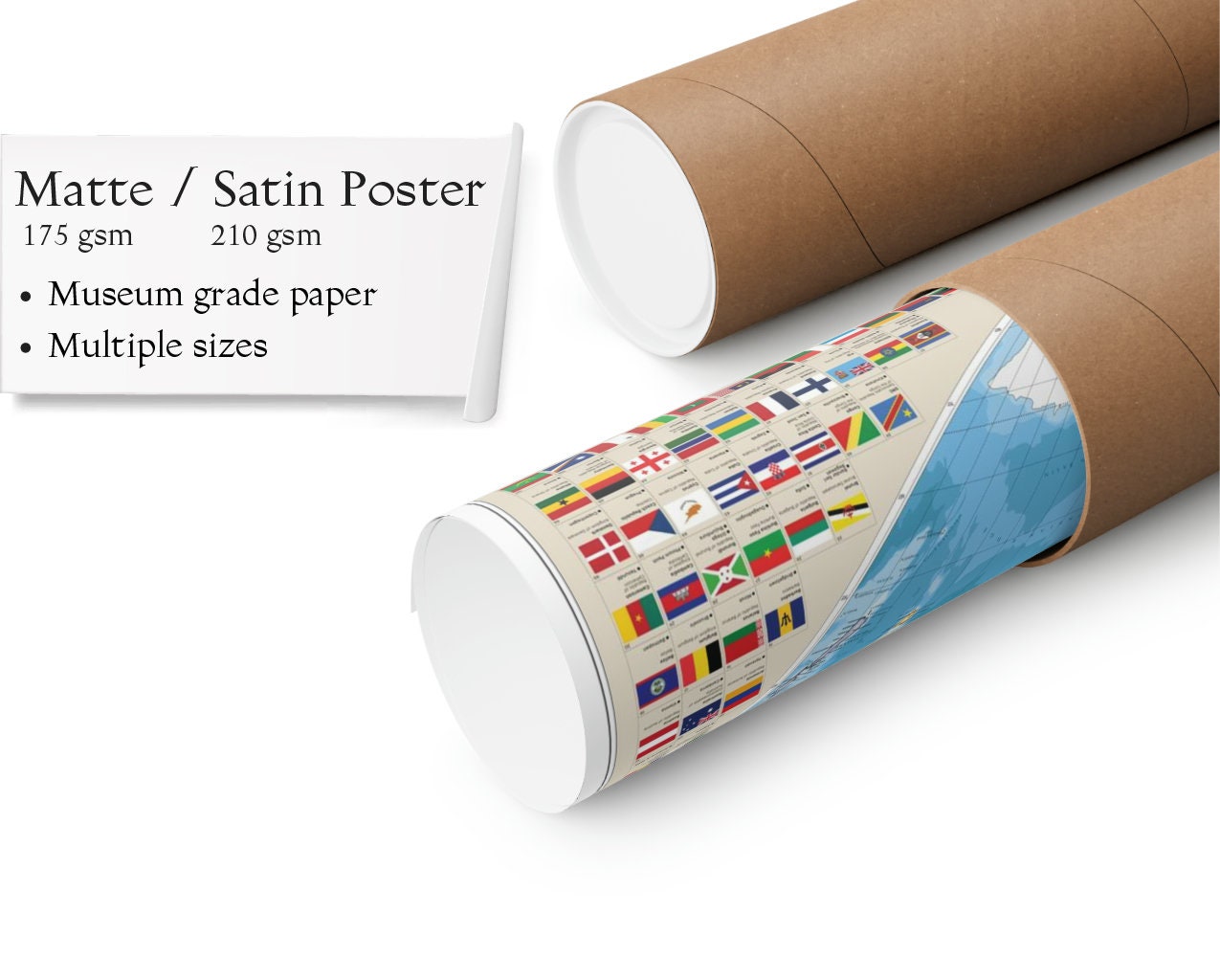 Political Map of the World With Flags | World Map Poster With State ...