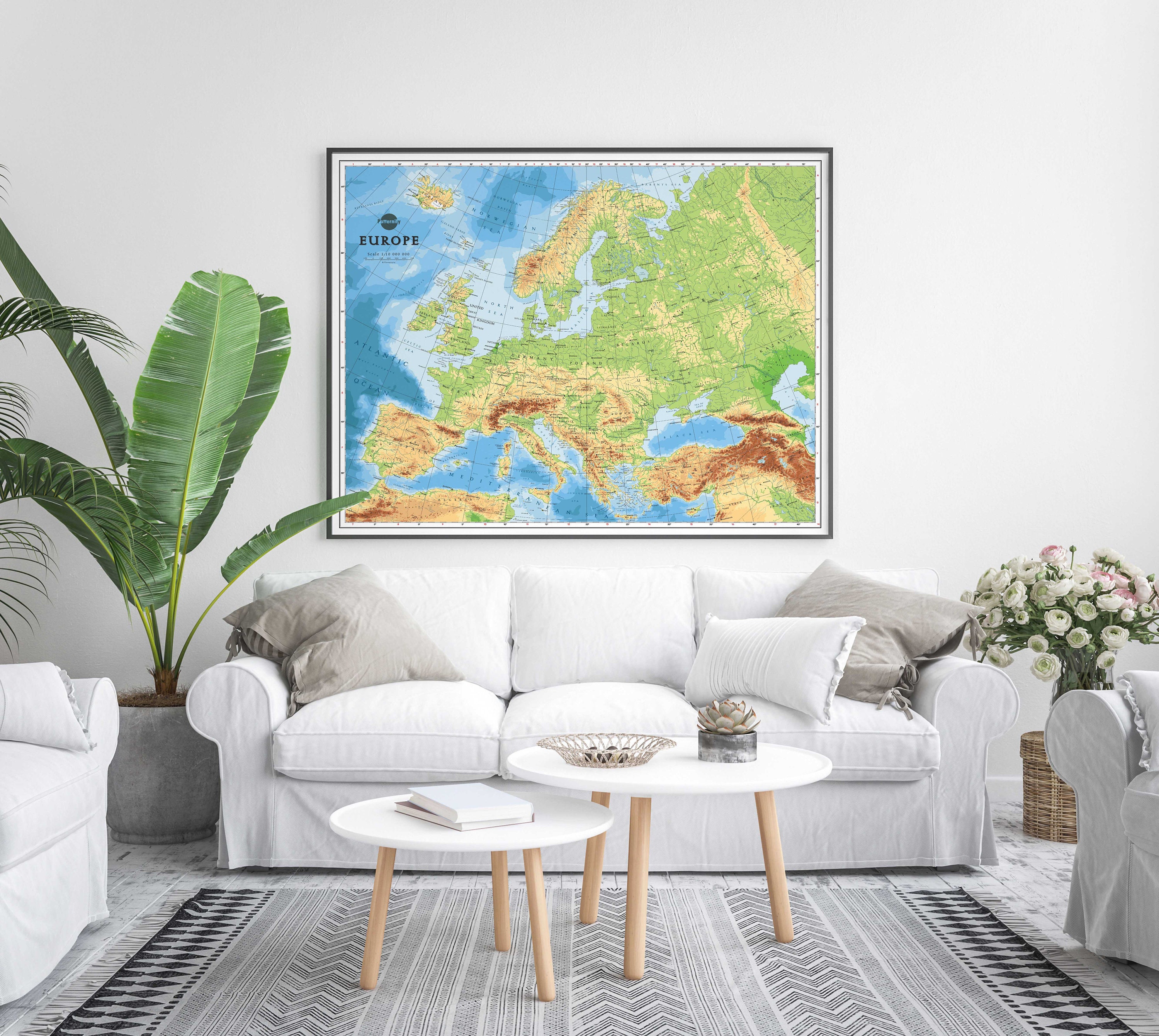 Europe Map Print Europe Map Wall Art PRINTABLE Europe Map Print Digital ...
