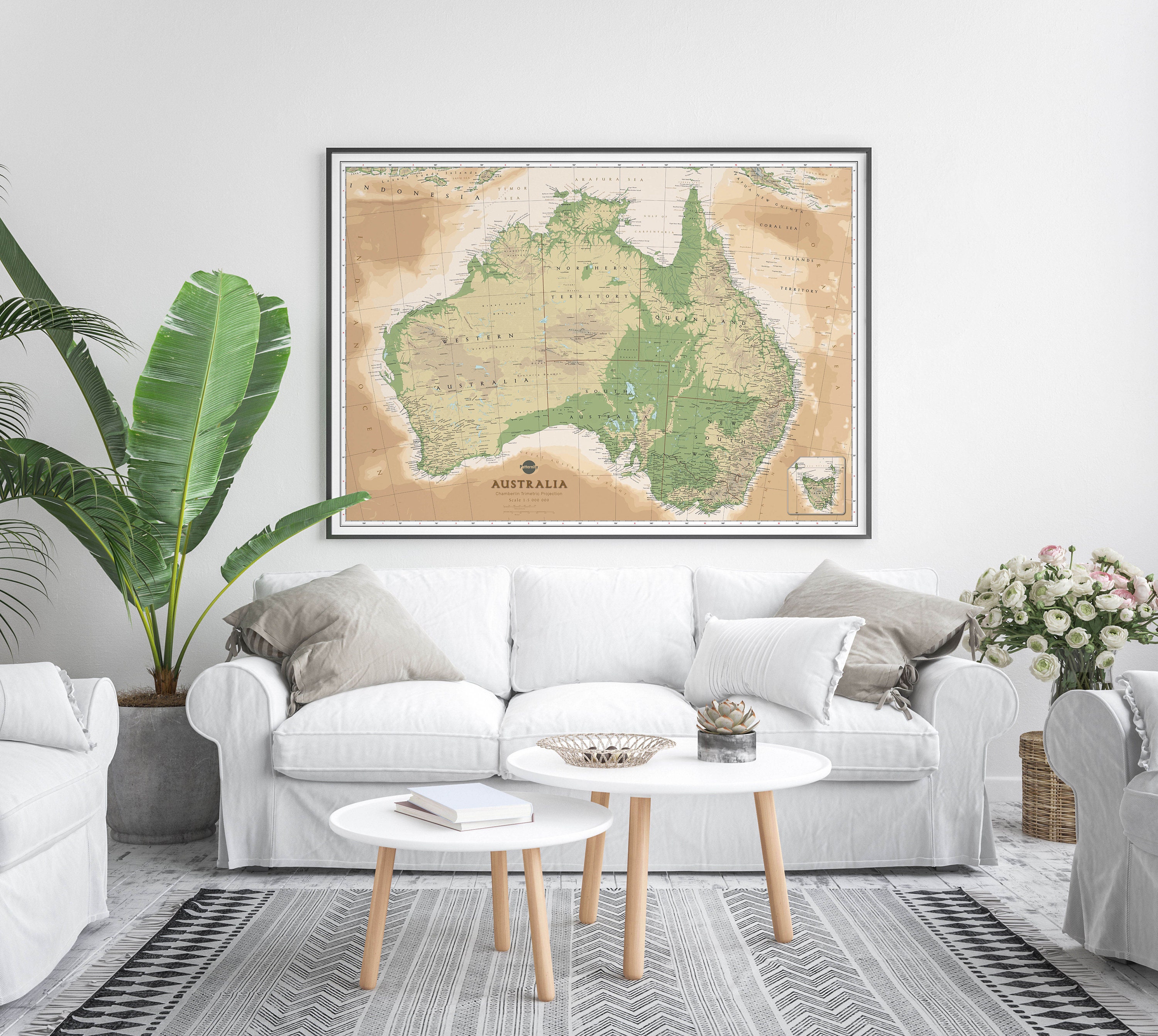 Terrain Map of Australia. Australia Map Wall Art. PRINTABLE Topographic ...