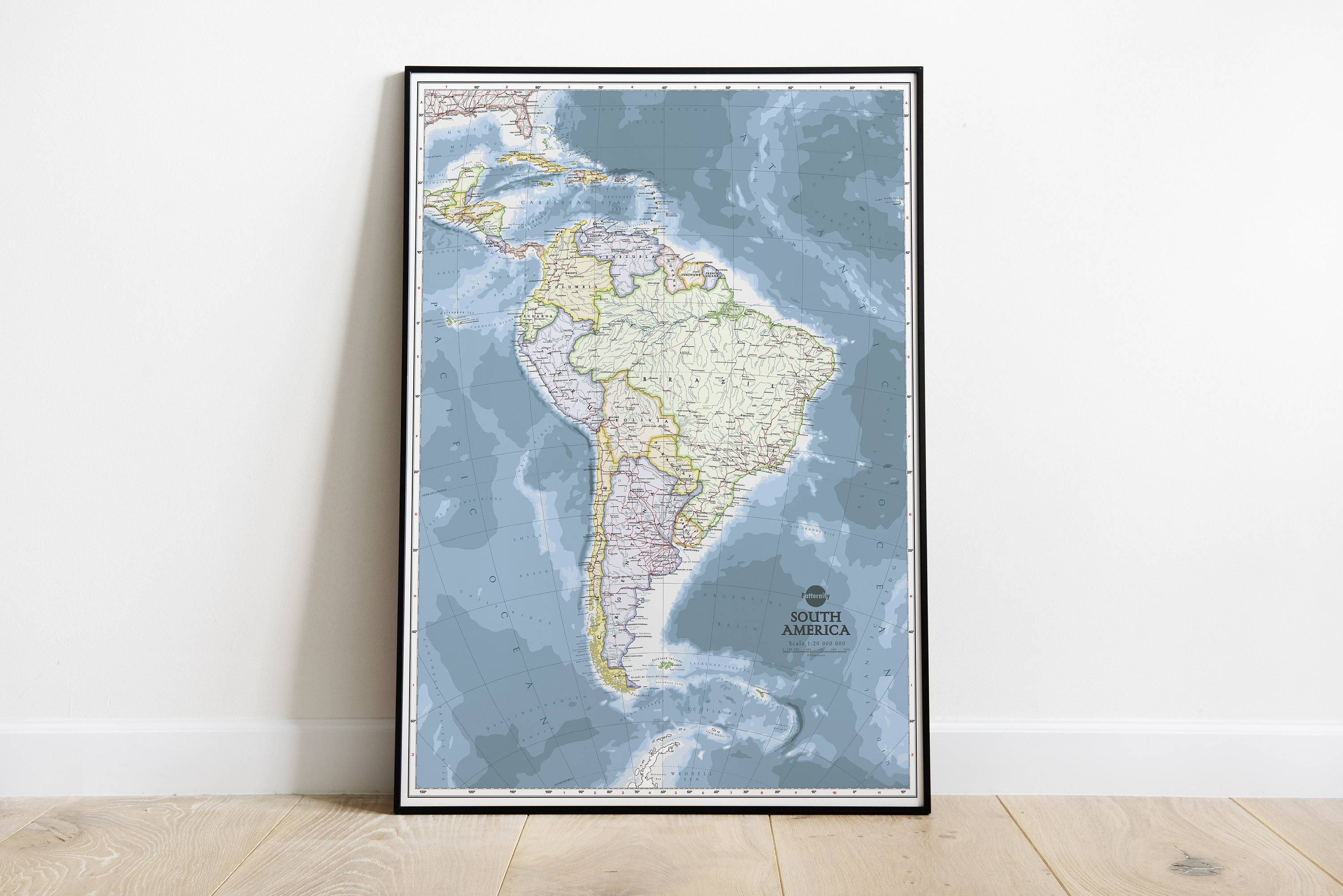 Administrative Map of South America | South America Map Poster Giclee ...