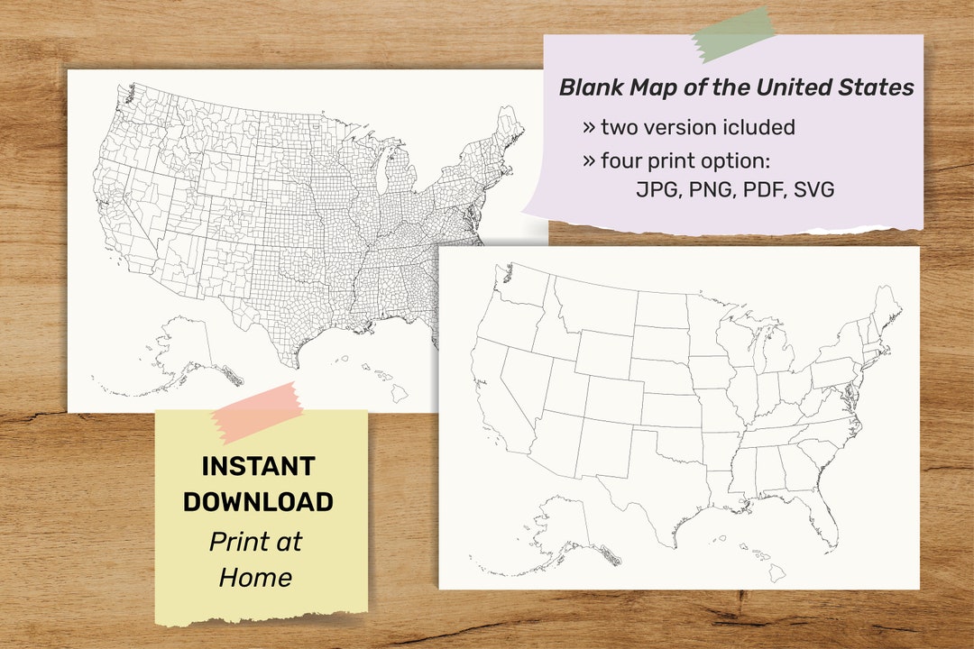 United States of America Blind Map L Printable USA US Blank Map L Goal ...