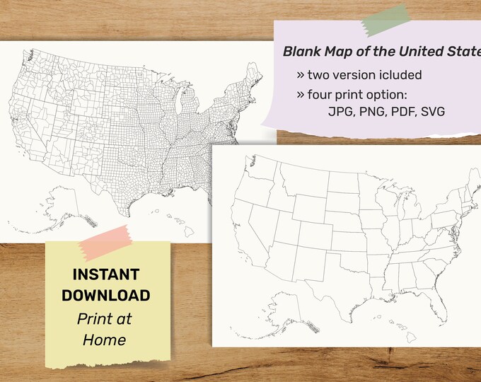 USA County Wall Map Color Poster - 36"x24" Rolled Paper or Laminated - Etsy