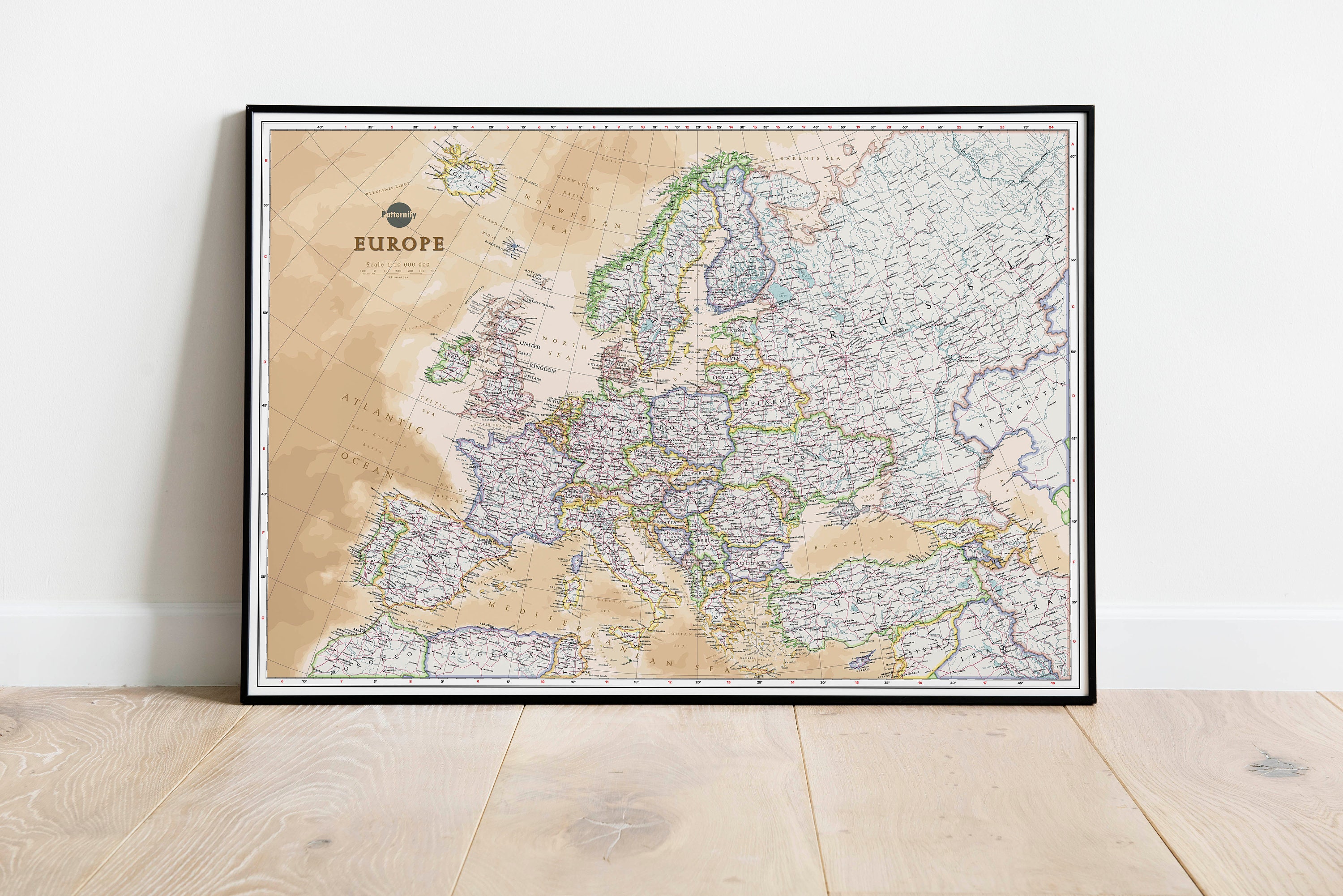 Administrative Map of Europe Europe Map Poster Giclee Print European ...