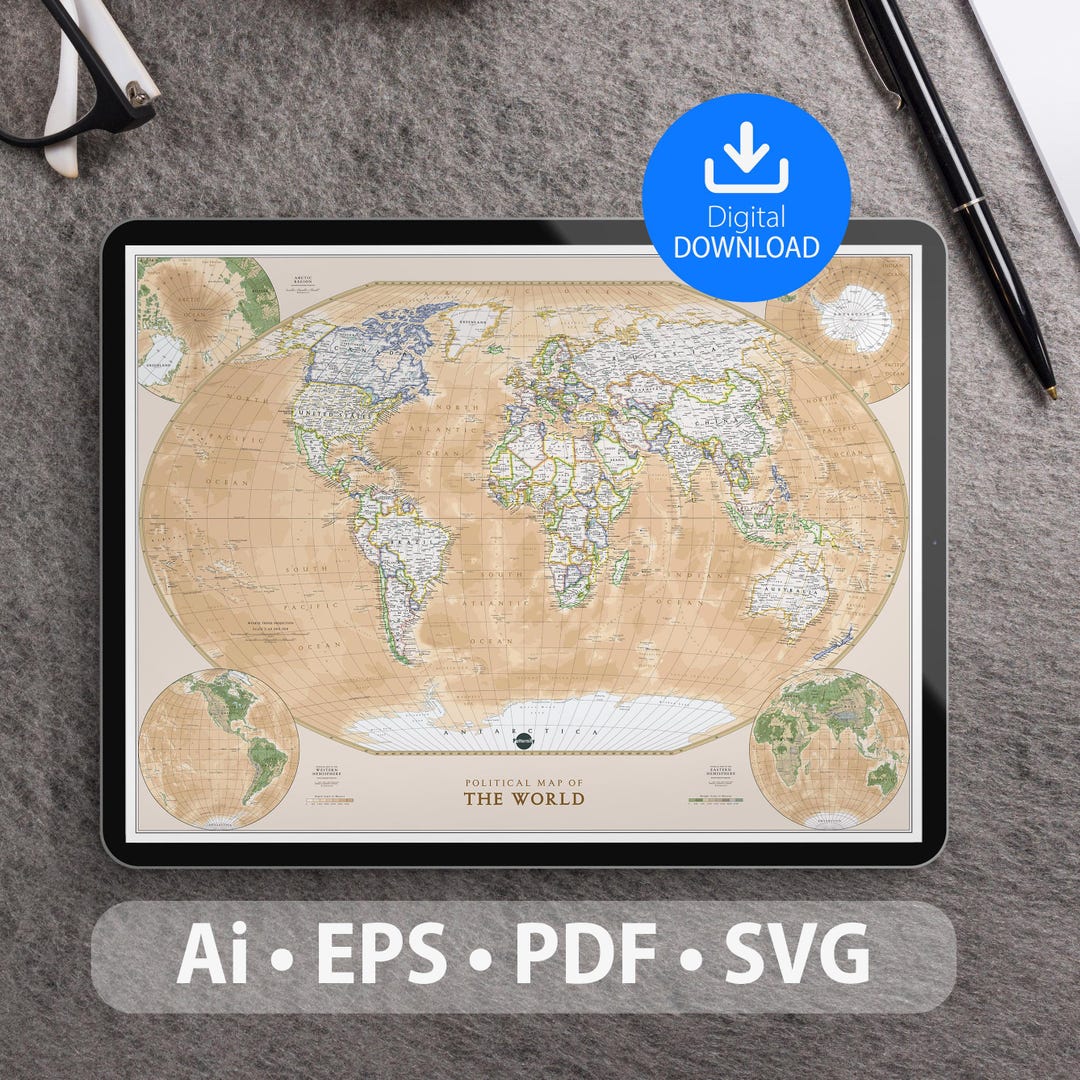Vector Map of the World. Svg, Ai, Eps, Cdr and Pdf Files Included ...