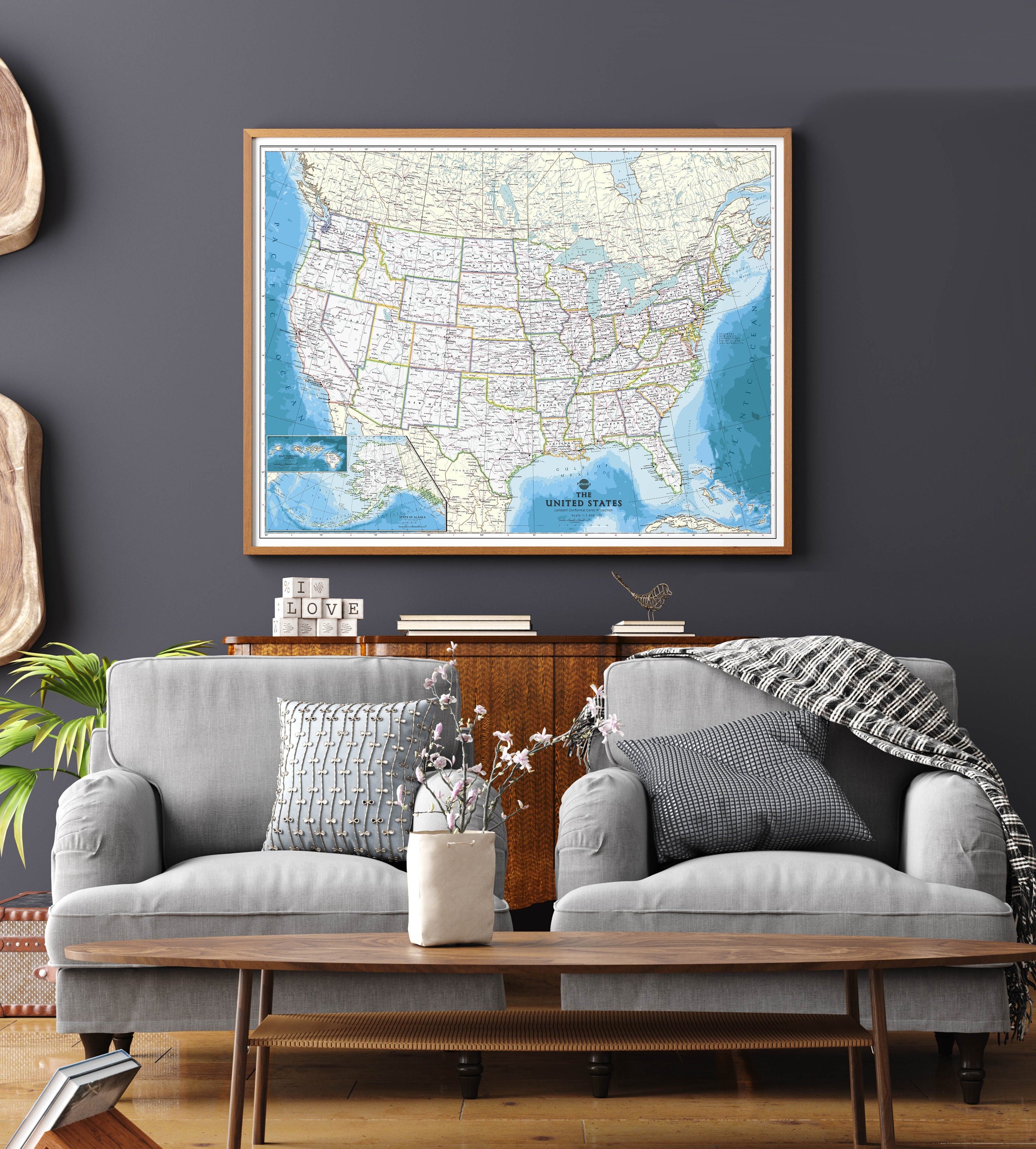 Political Map of the United States USA Wall Map Poster Giclee Print ...