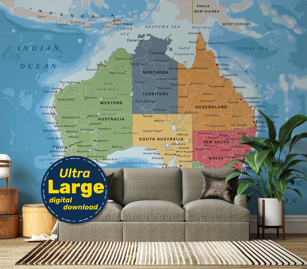 Political Map of Australia. Large Printable Australia Map Poster Full ...