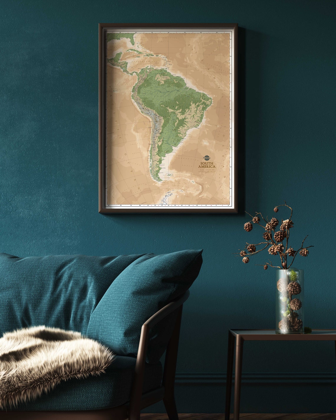 Terrain Map of South America South America Map Poster Giclee Print ...
