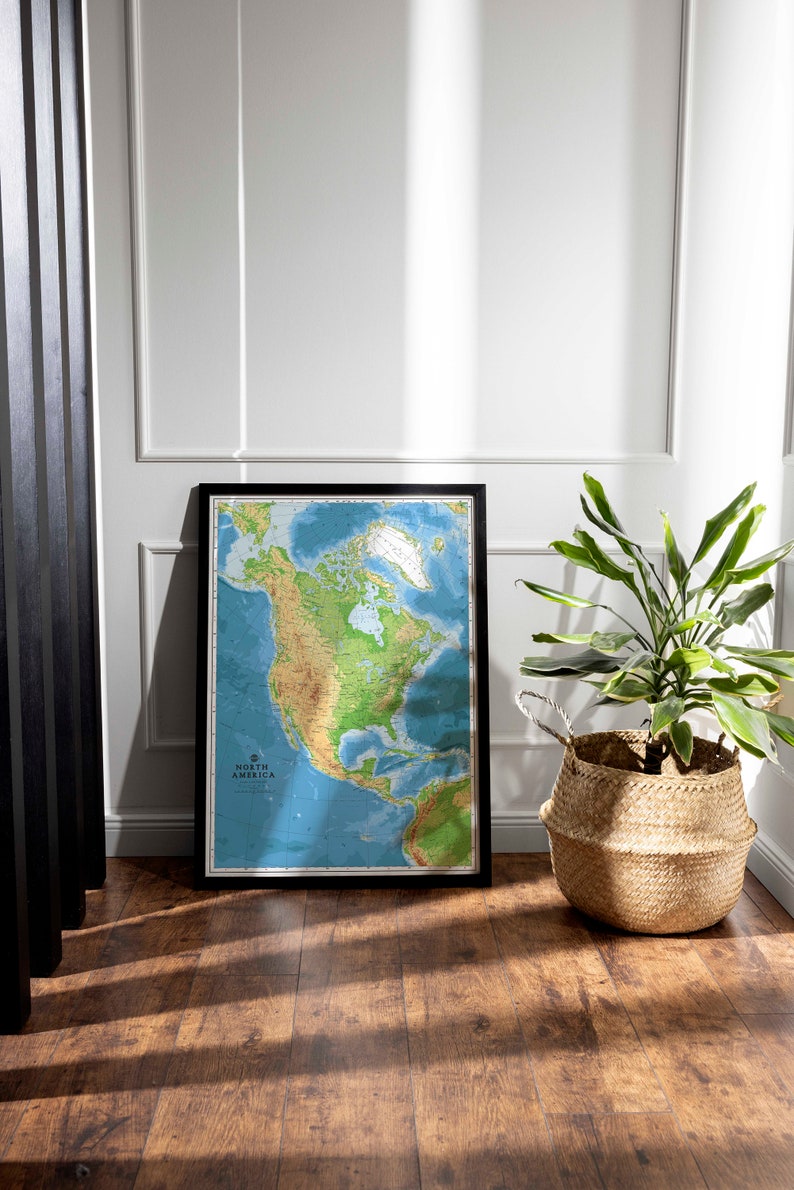 Terrain Map of North America | North America Map Poster Giclee Print ...