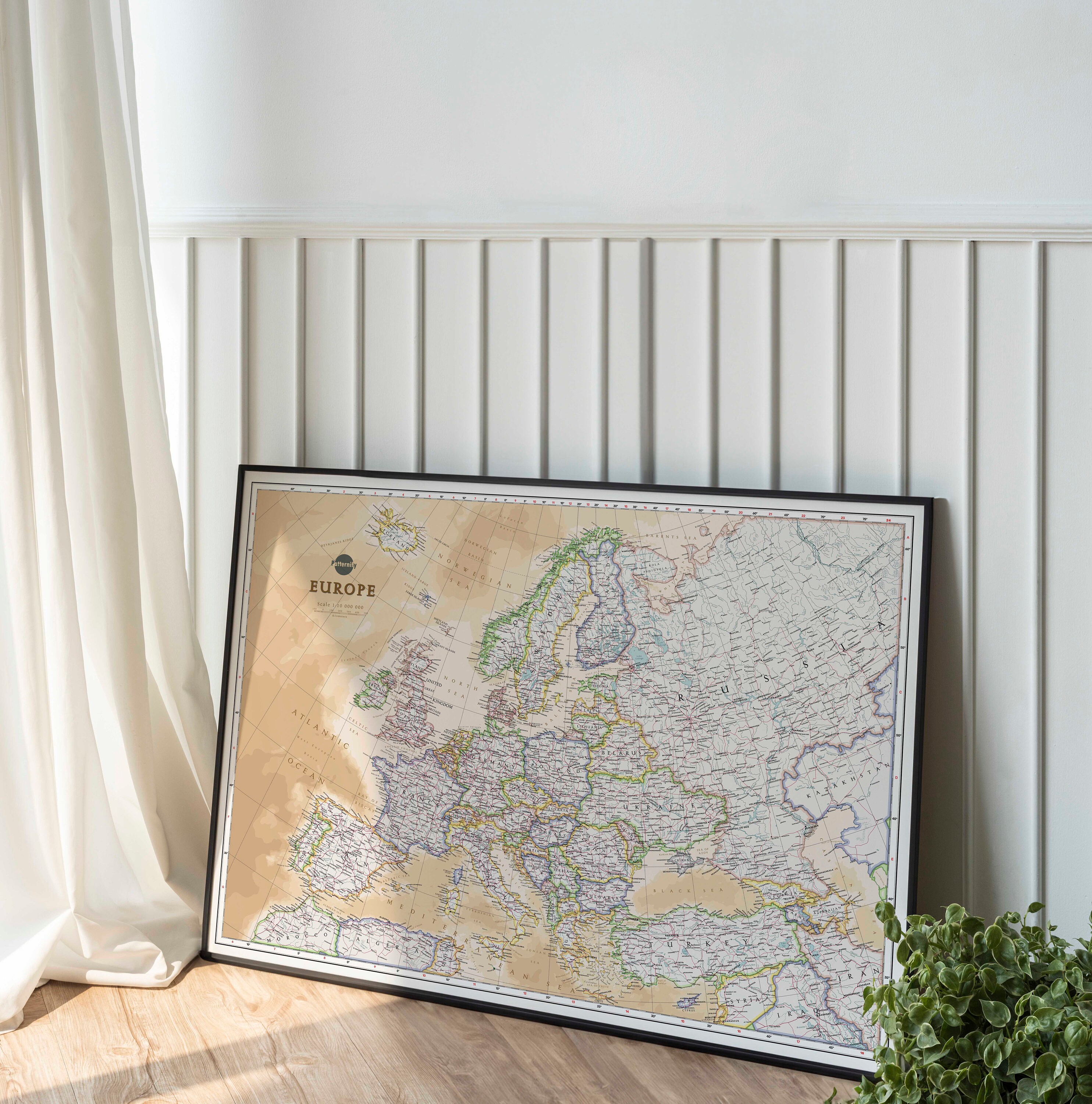 Administrative Map of Europe Europe Map Poster Giclee Print European ...