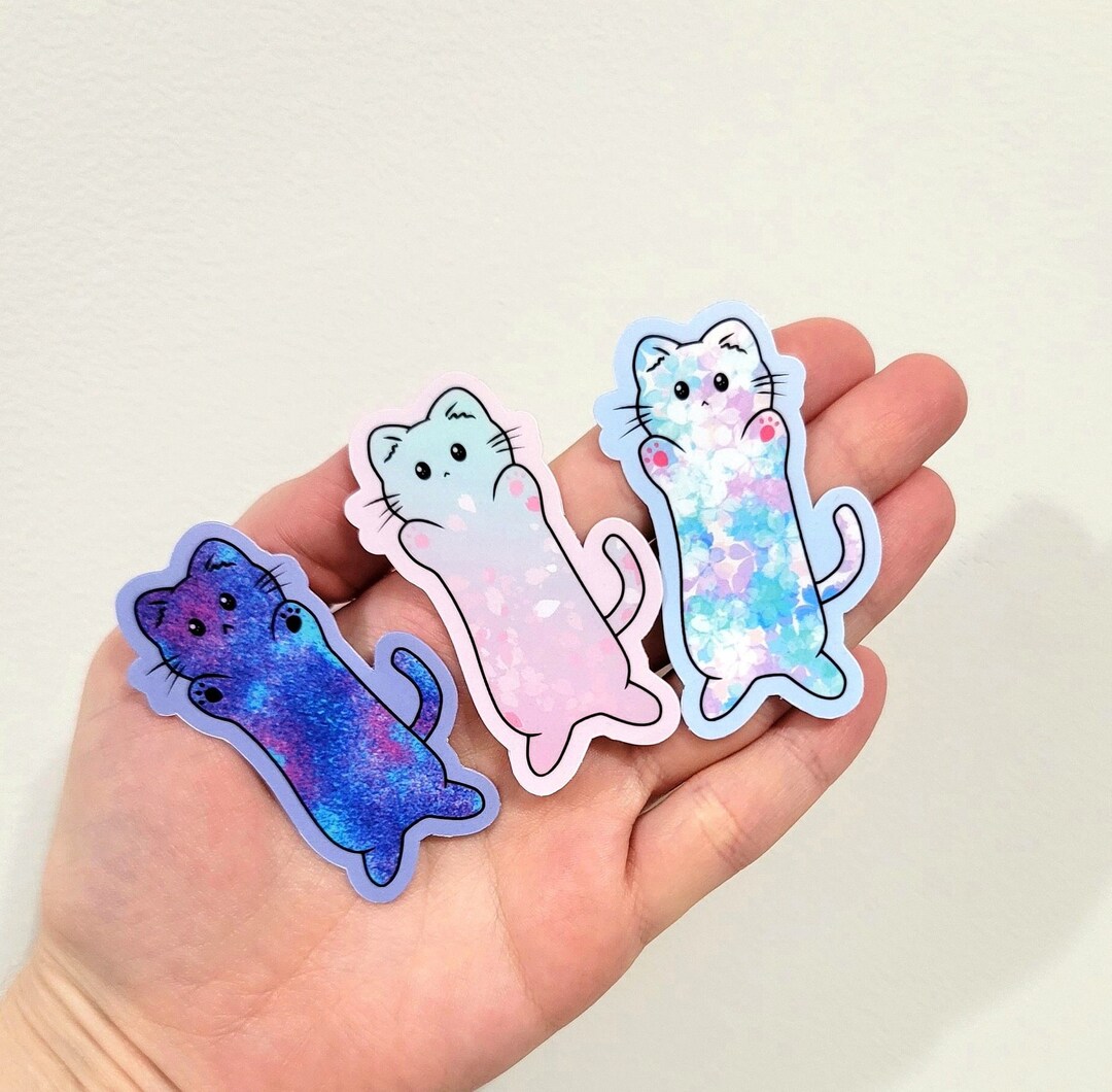 Kawaii Cat Vinyl Stickers, Water-resistant, Galaxy Celestial Aesthetic ...