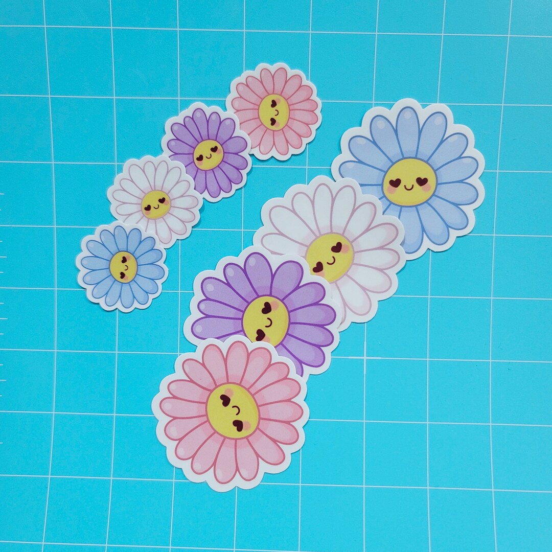 Cute Daisy Vinyl Stickers, Water-resistant, Pastel Floral Decals ...