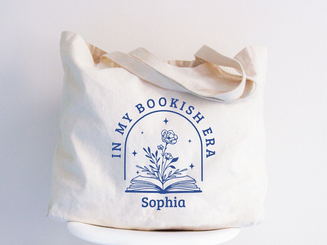 In My Bookish Era Books Tote Bag, Custom Tote Bag, Floral Book Bag ...