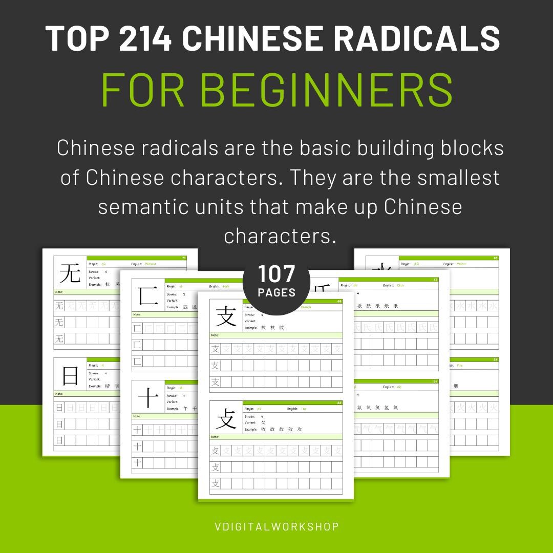 214 Most Basic Chinese Radicals for Beginners | Mandarin Language ...