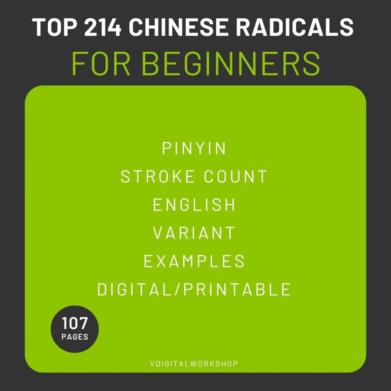 214 Most Basic Chinese Radicals for Beginners | Mandarin Language ...
