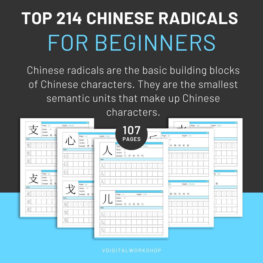 214 Most Basic Chinese Radicals for Beginners | Mandarin Language ...