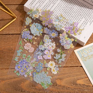 Holographic Aesthetic Stickers,floral Sticker for Notebook, Laptop ...