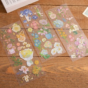 Holographic Aesthetic Stickers,floral Sticker for Notebook, Laptop ...