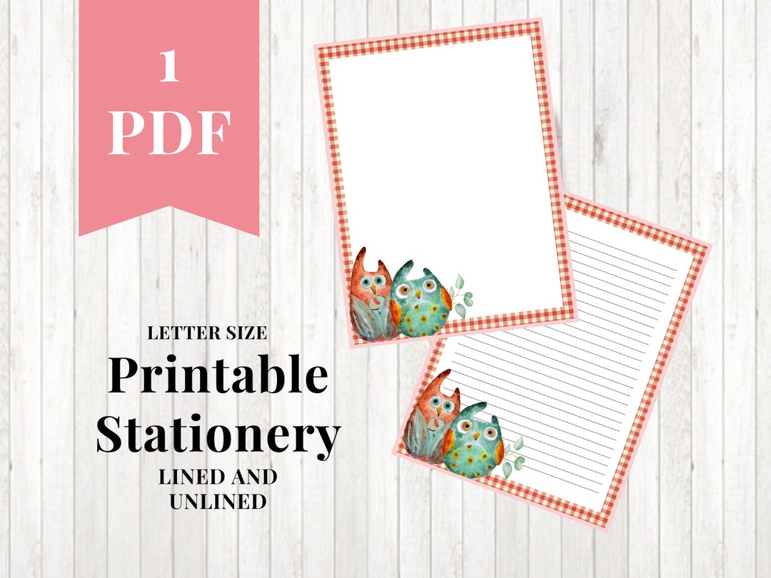 Owls Printable Stationery Printable Writing Paper Digital PDF - Etsy